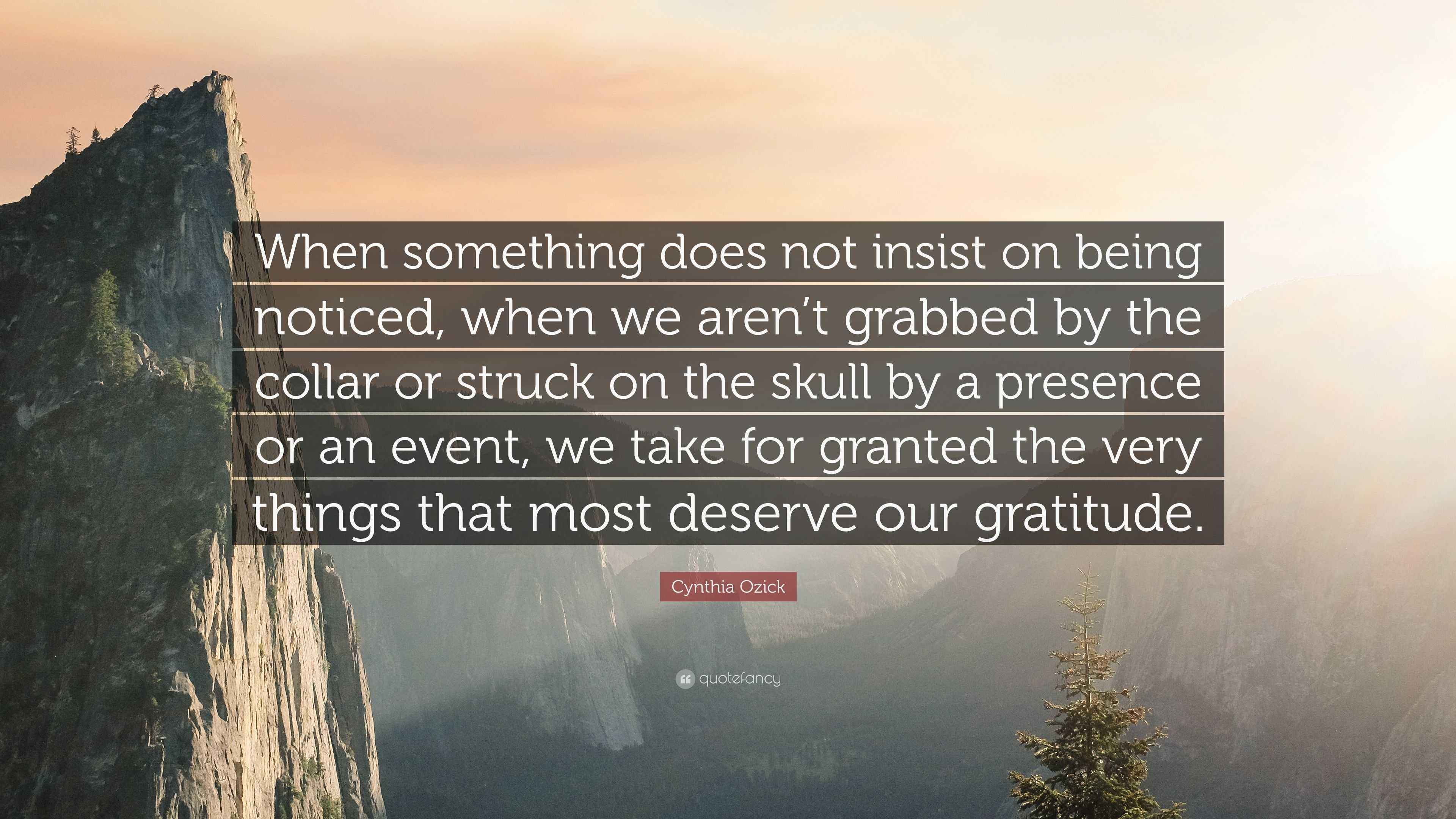 Cynthia Ozick Quote: “When something does not insist on being noticed ...