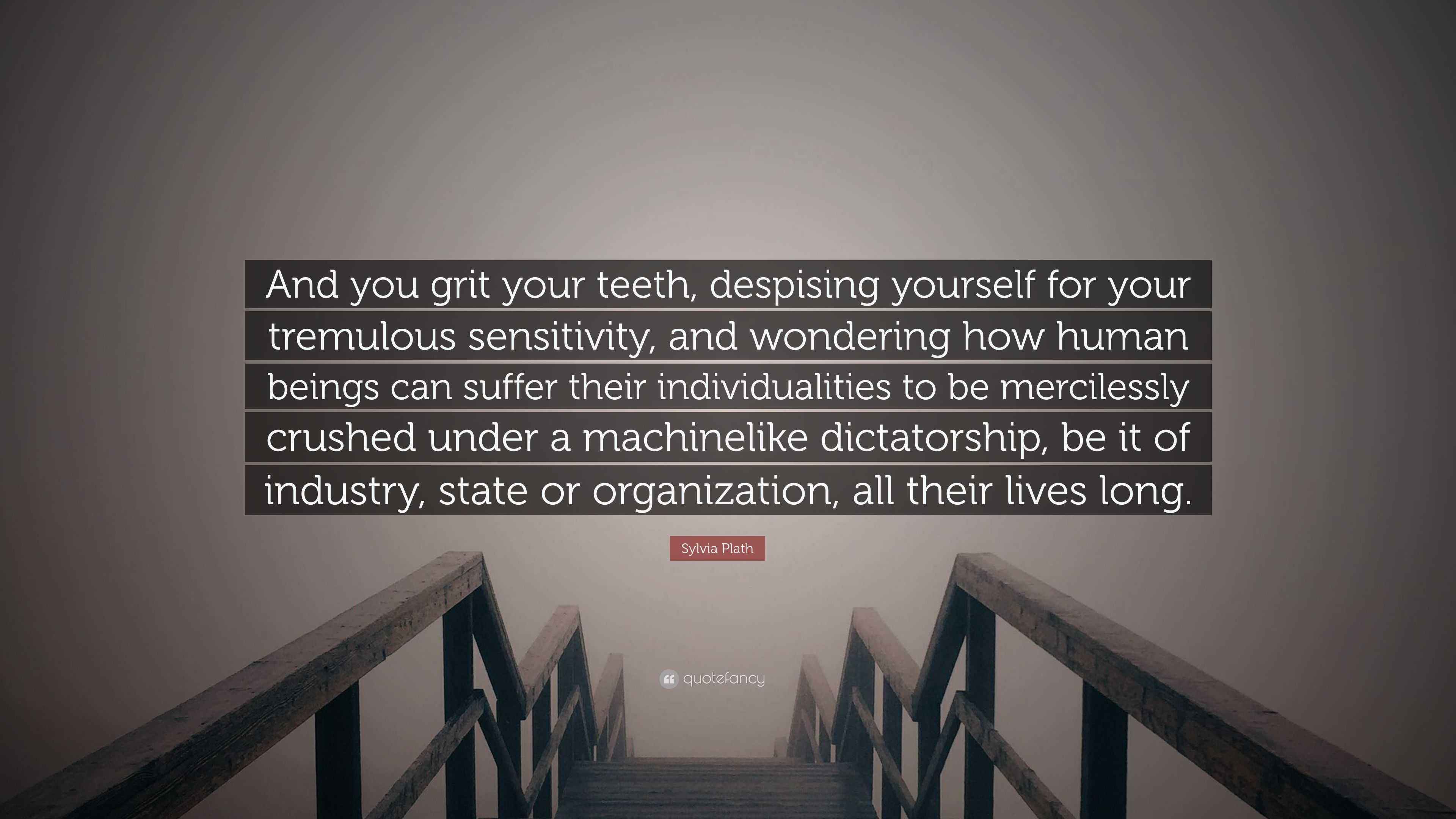 Sylvia Plath Quote: “And you grit your teeth, despising yourself for ...