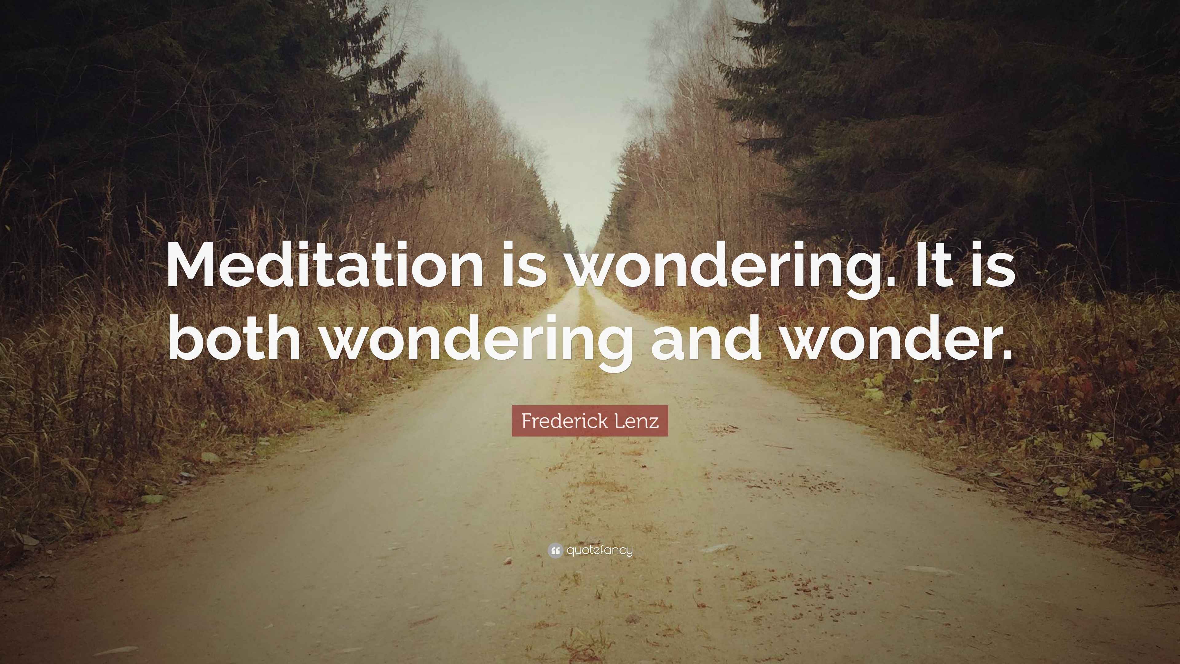 Frederick Lenz Quote: “Meditation is wondering. It is both wondering ...