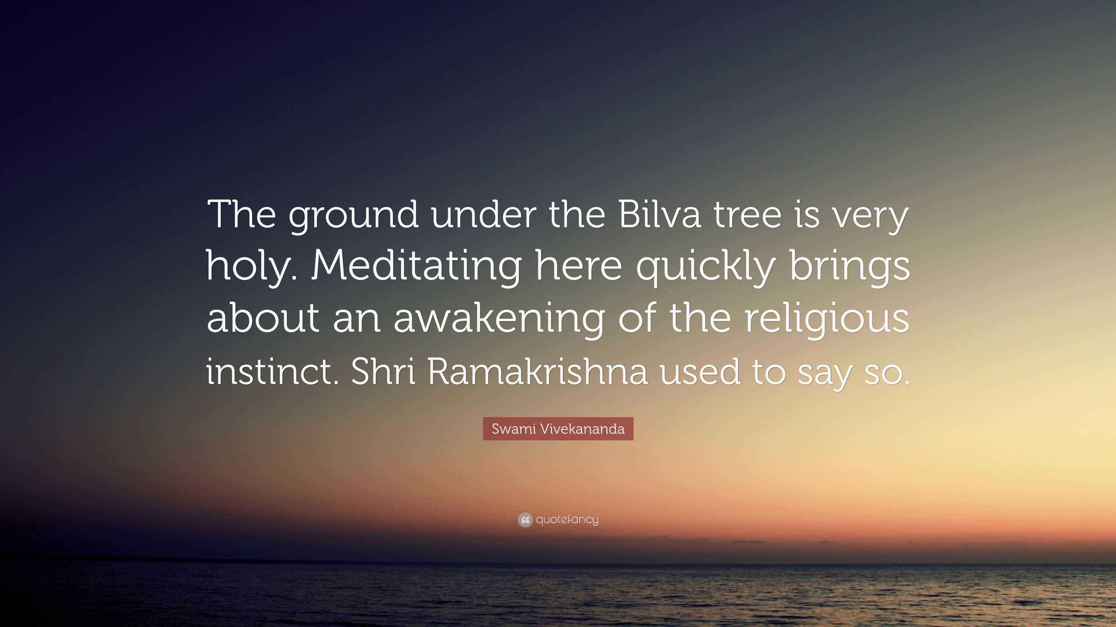 Swami Vivekananda Quote: “The ground under the Bilva tree is very holy ...