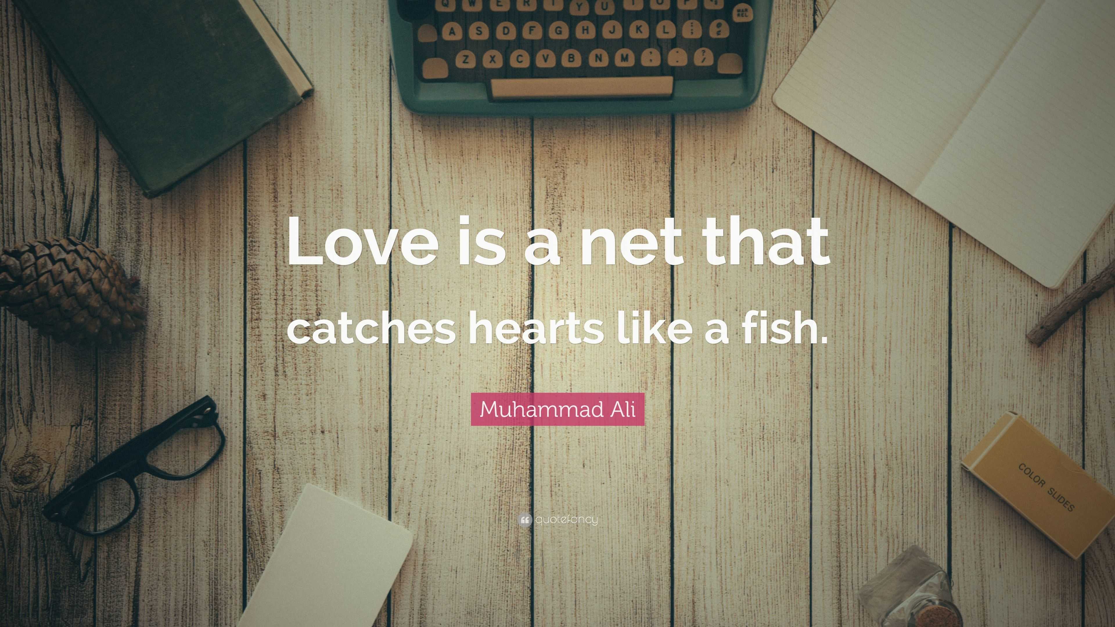 Muhammad Ali Quote: “Love is a net that catches hearts like a fish.”