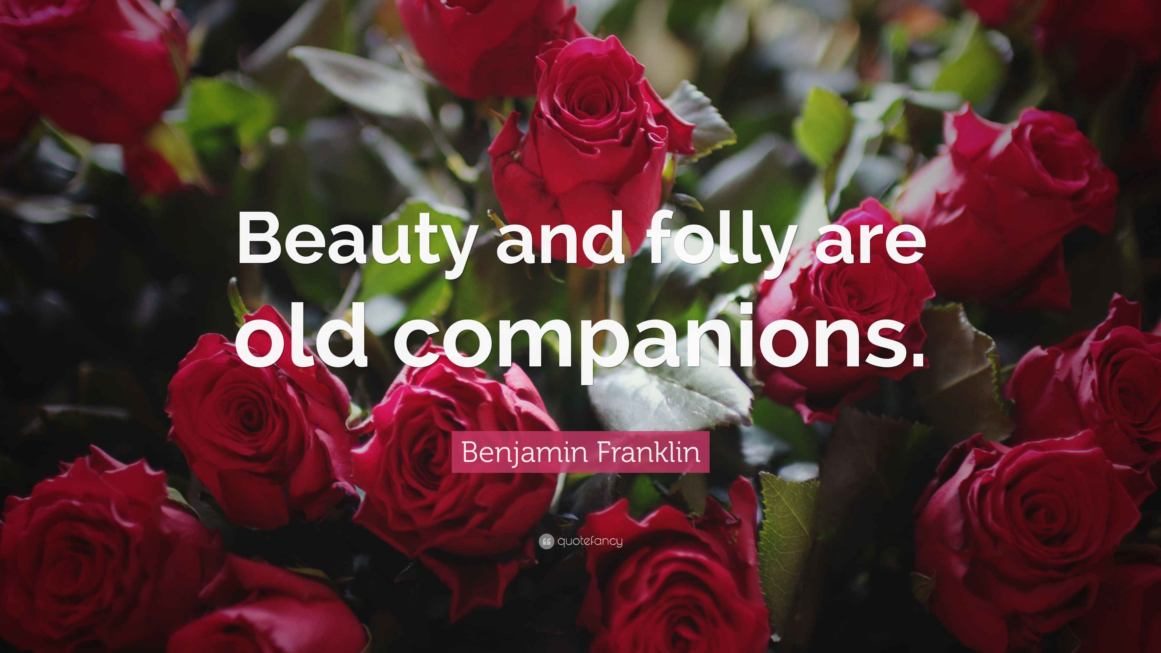 Benjamin Franklin Quote: “Beauty and folly are old companions.”