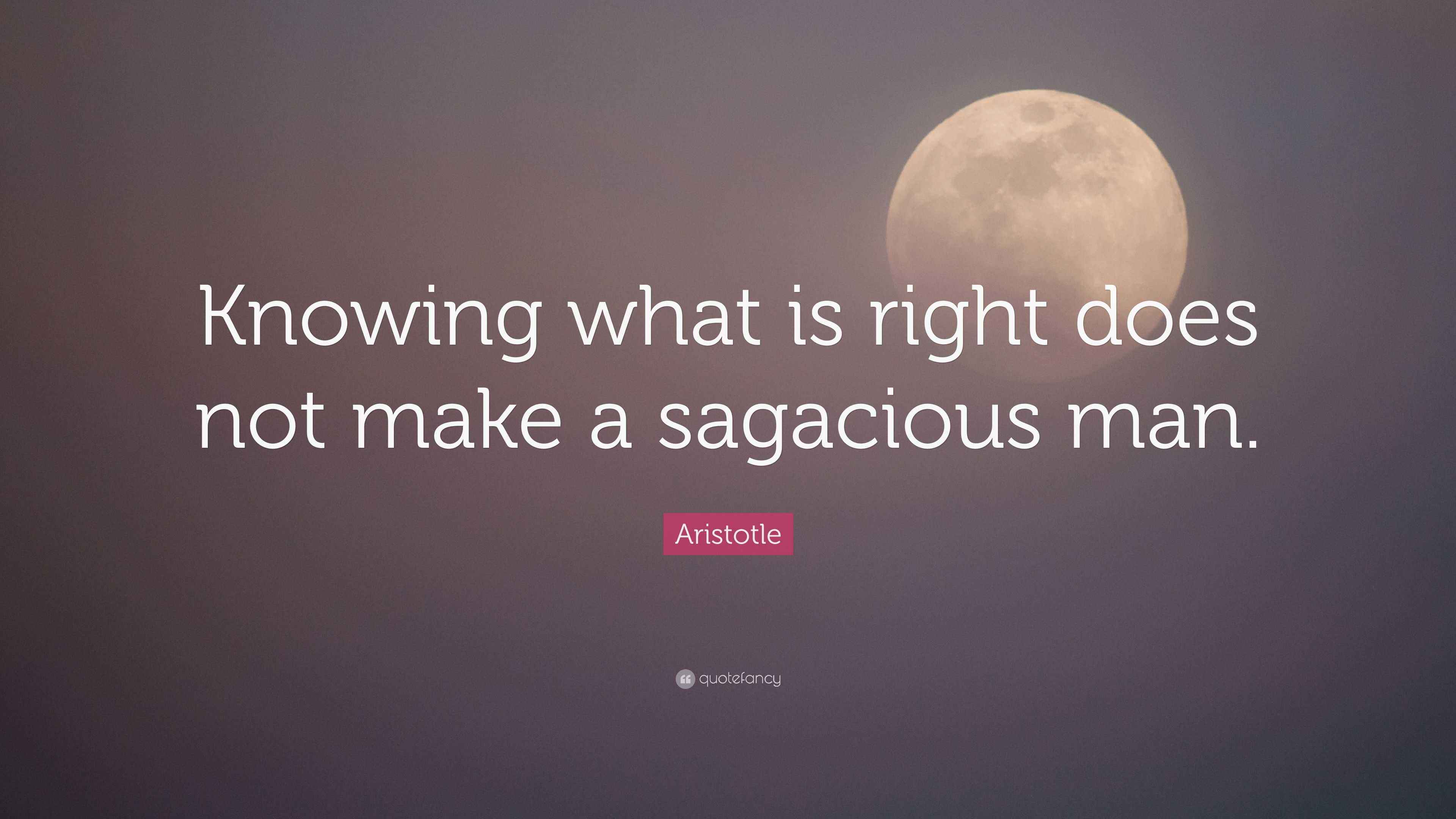 Aristotle Quote: “Knowing what is right does not make a sagacious man.”