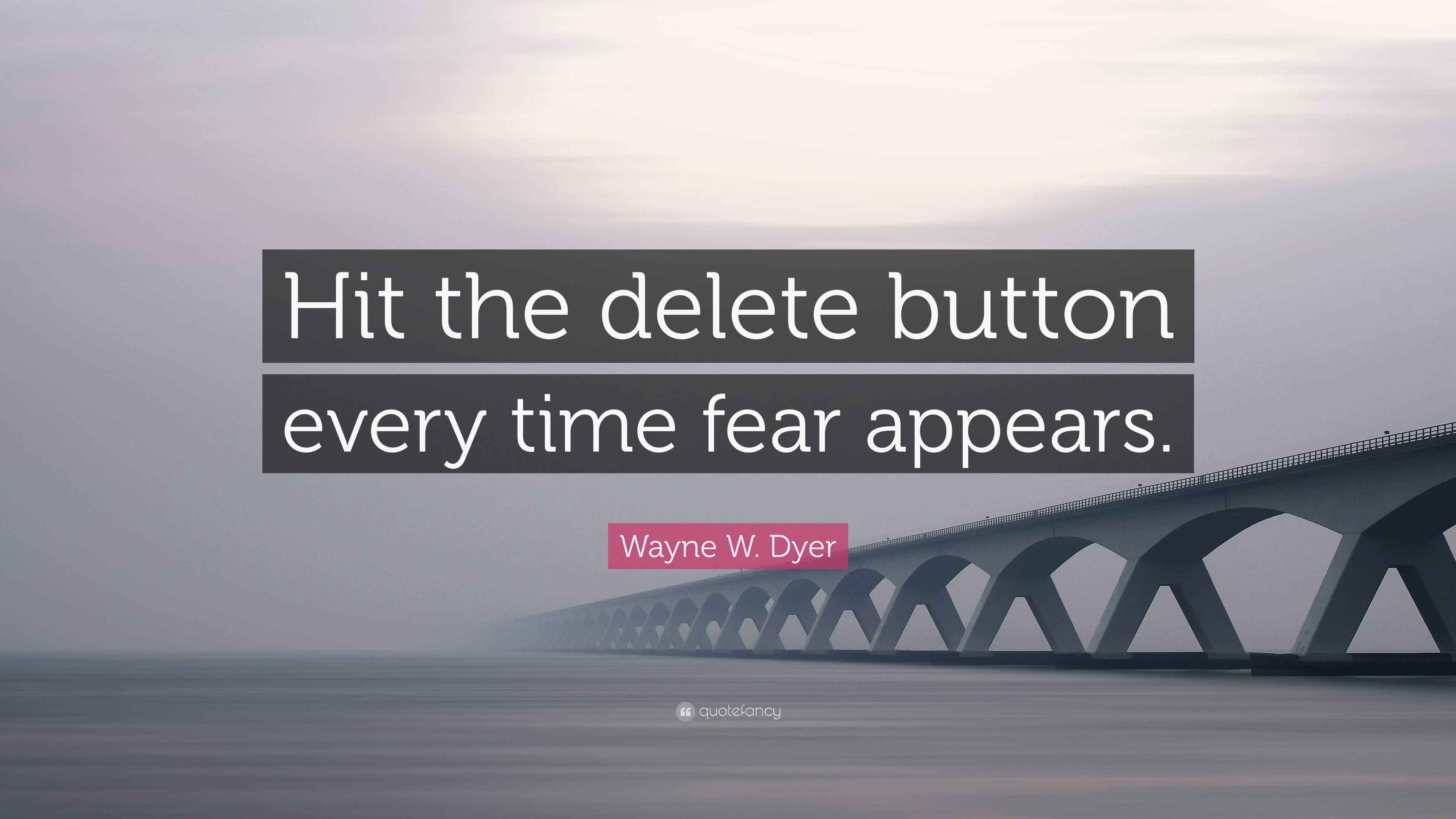 Wayne W. Dyer Quote: “Hit the delete button every time fear appears.”
