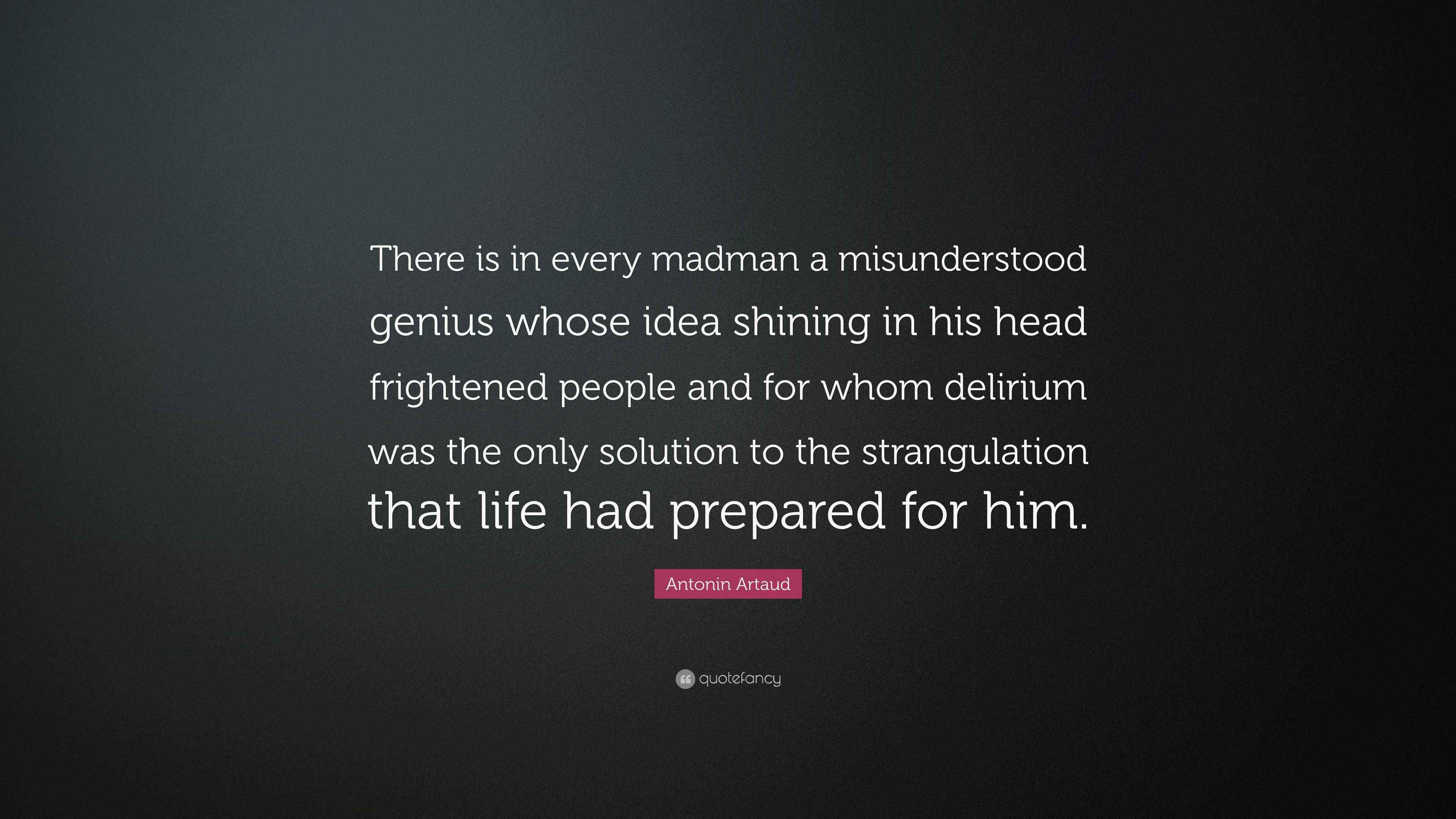 Antonin Artaud Quote: “There is in every madman a misunderstood genius ...