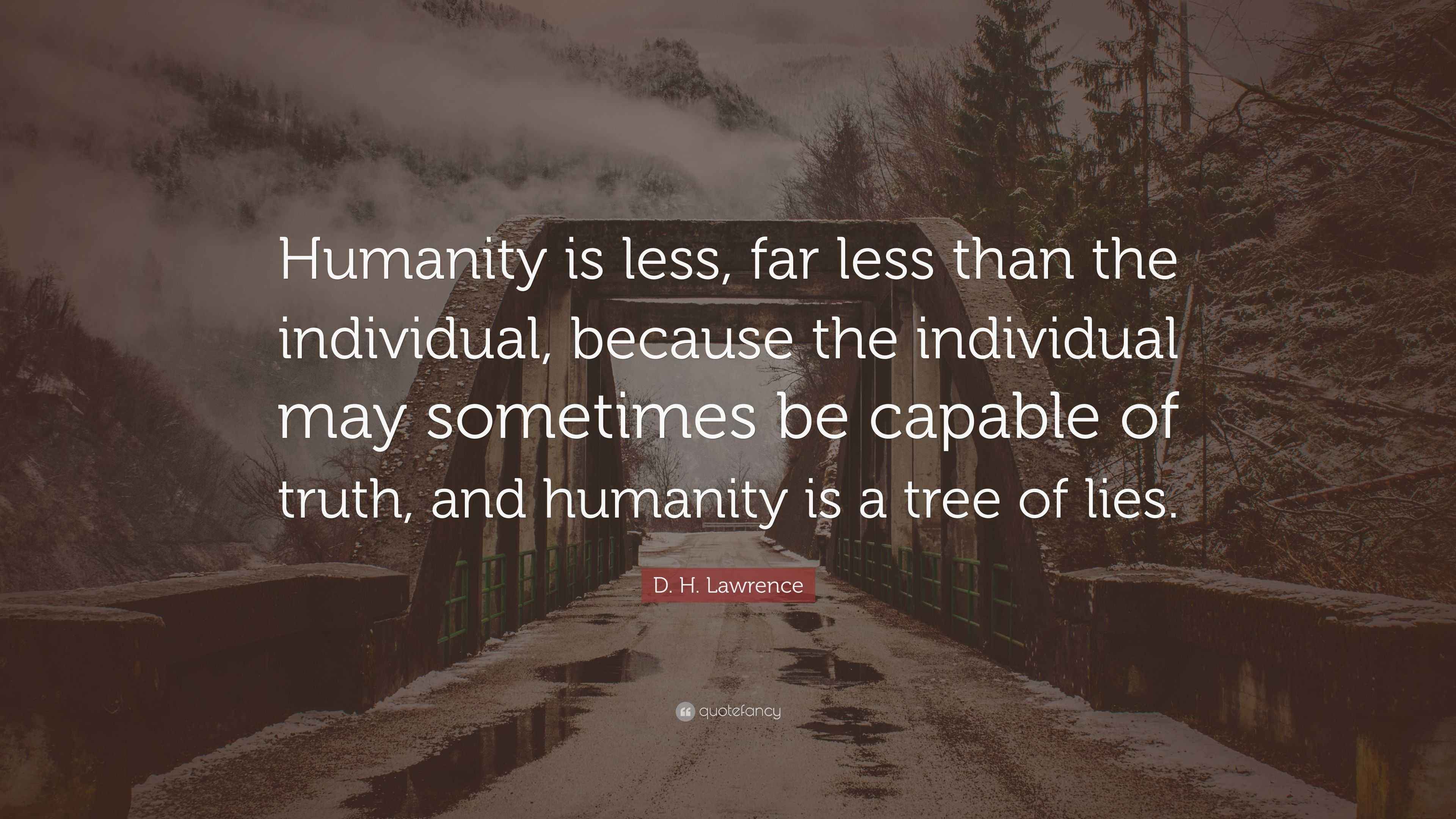 “Humanity is less, far less than the individual, because the individual ...