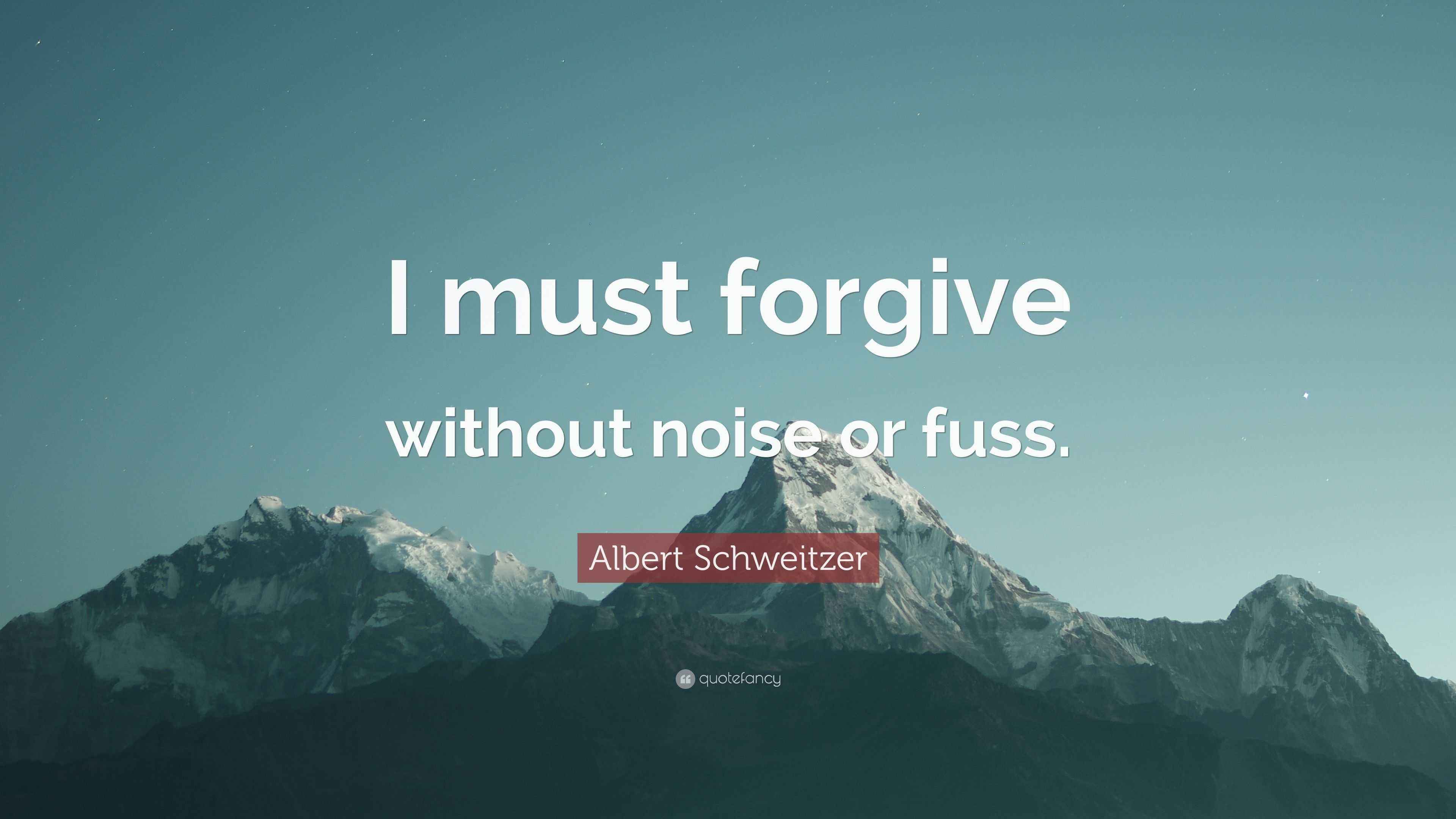 Albert Schweitzer Quote: “I must forgive without noise or fuss.”