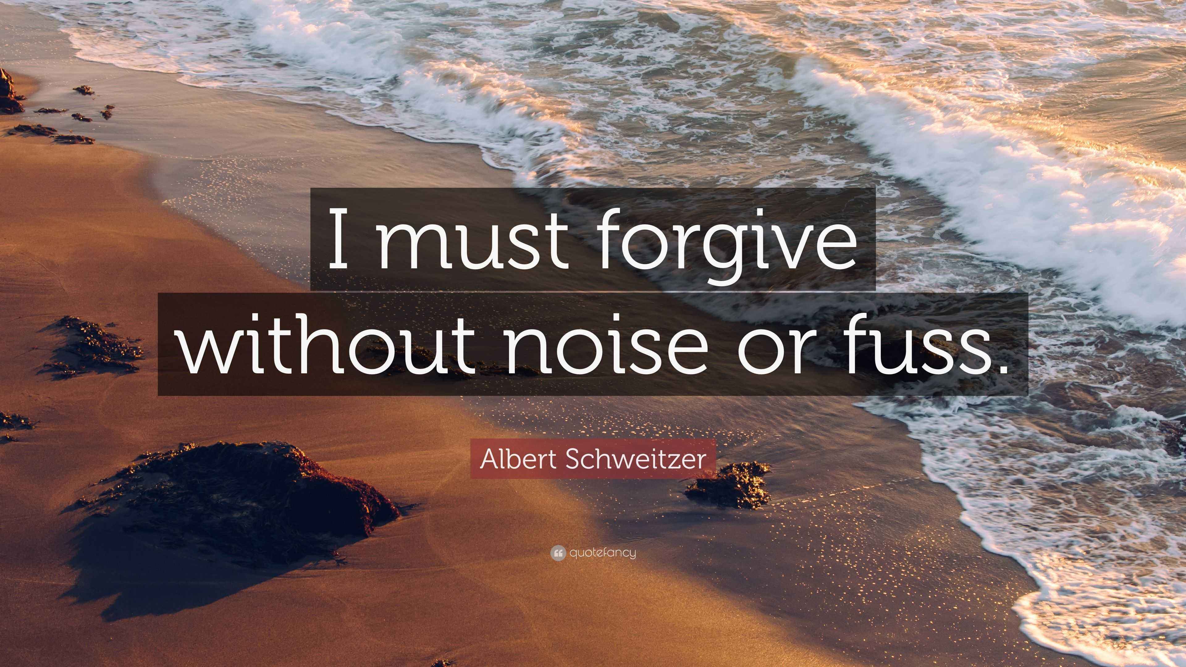 Albert Schweitzer Quote: “I must forgive without noise or fuss.”
