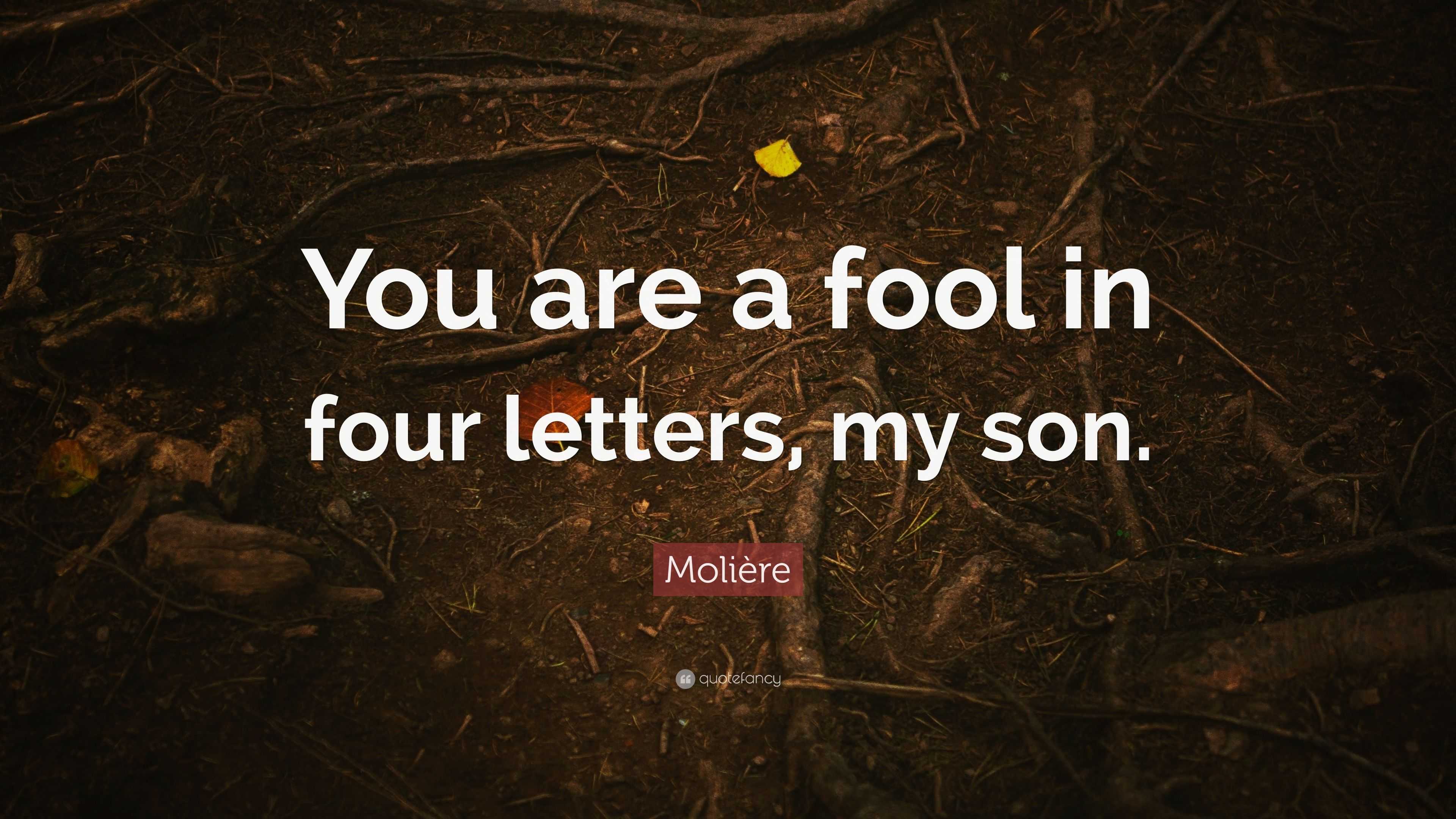 Molière Quote: “You are a fool in four letters, my son.”