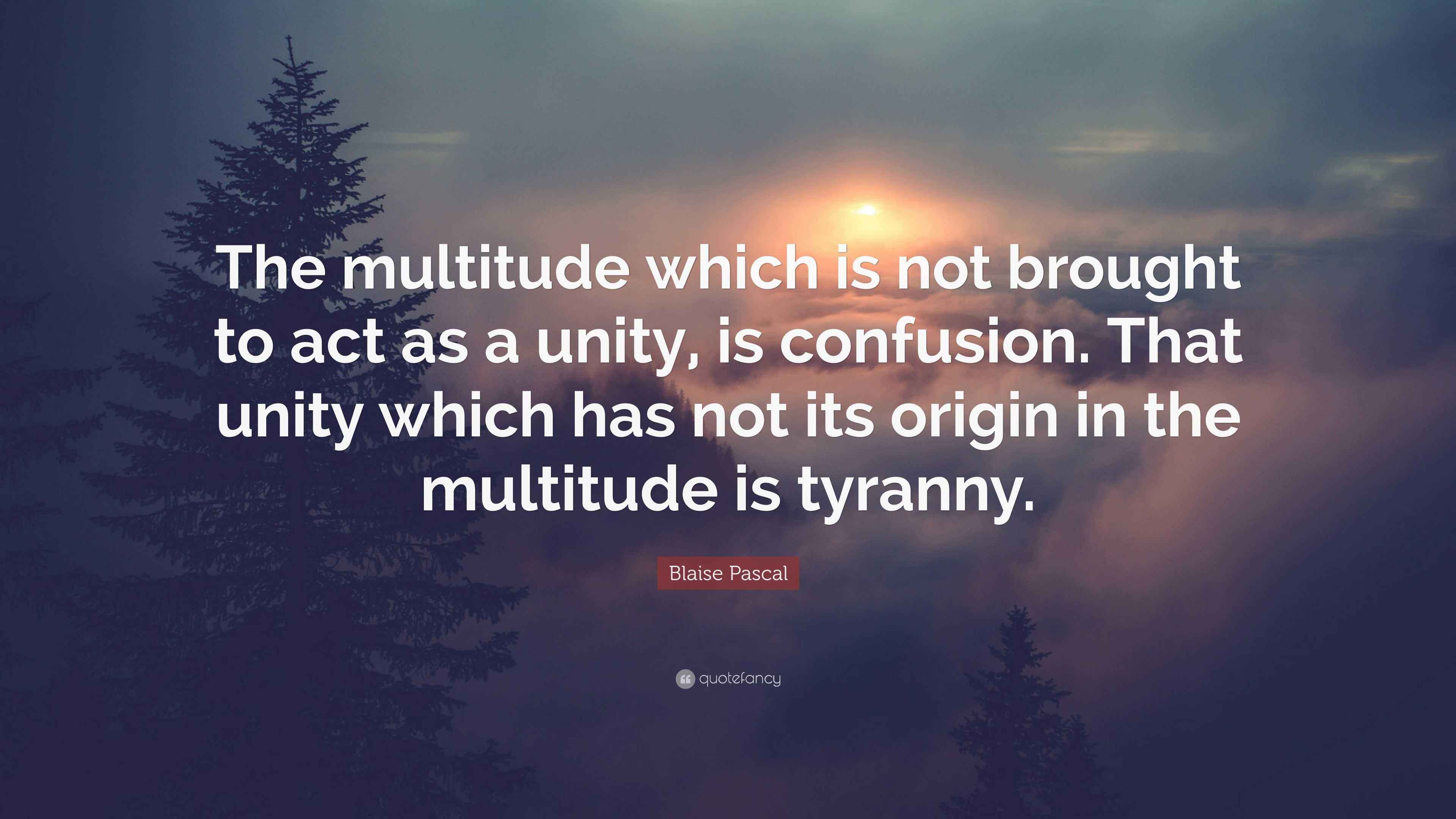 Blaise Pascal Quote: “The multitude which is not brought to act as a ...