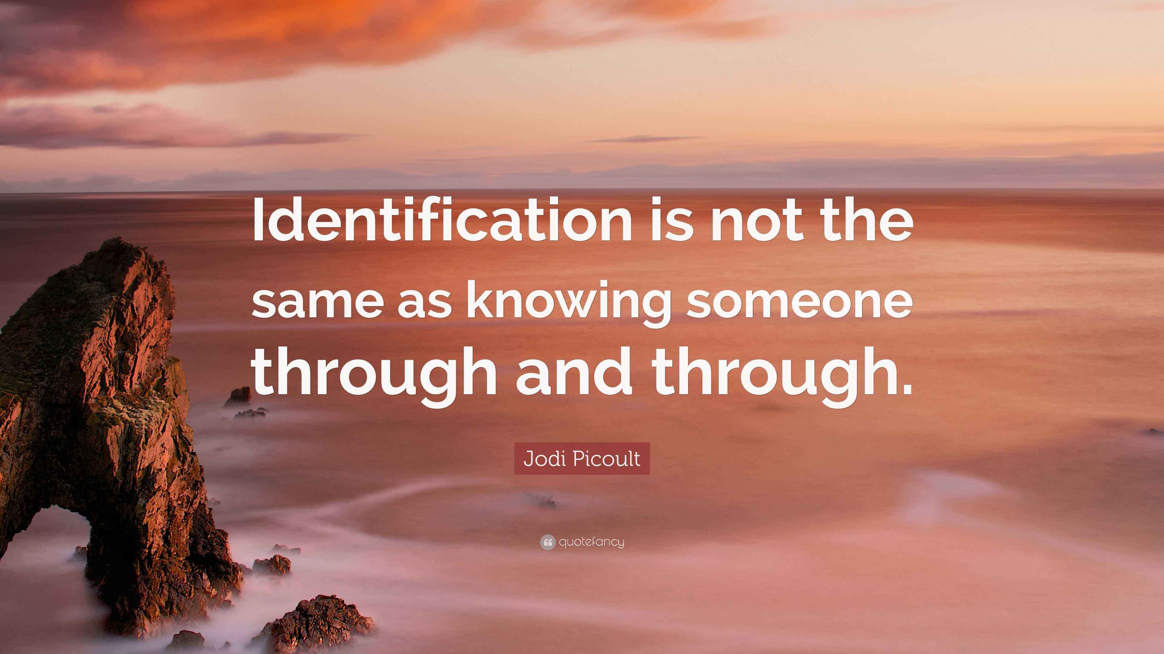 Jodi Picoult Quote: “Identification is not the same as knowing someone ...