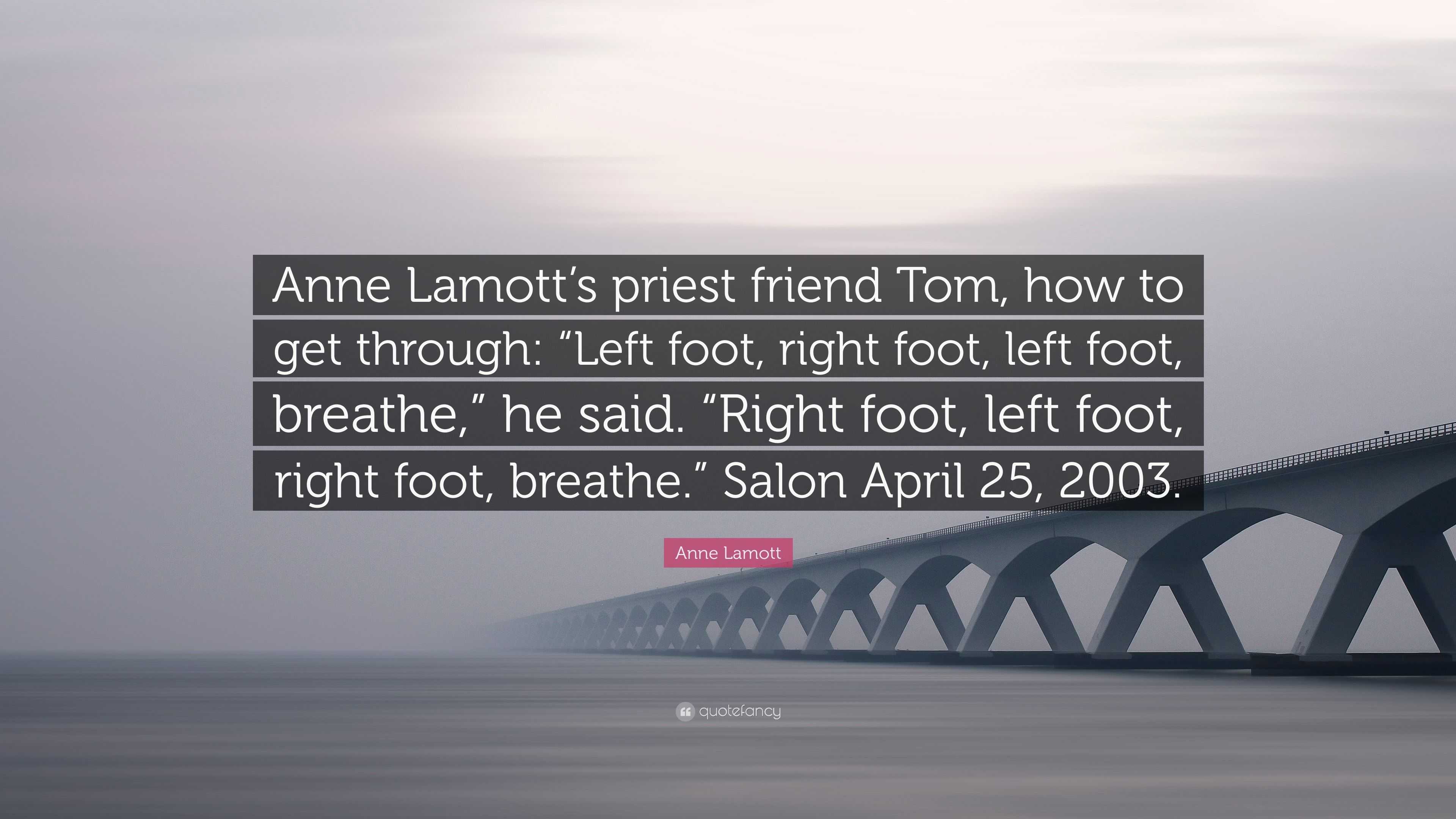 Anne Lamott Quote: “Anne Lamott’s priest friend Tom, how to get through ...