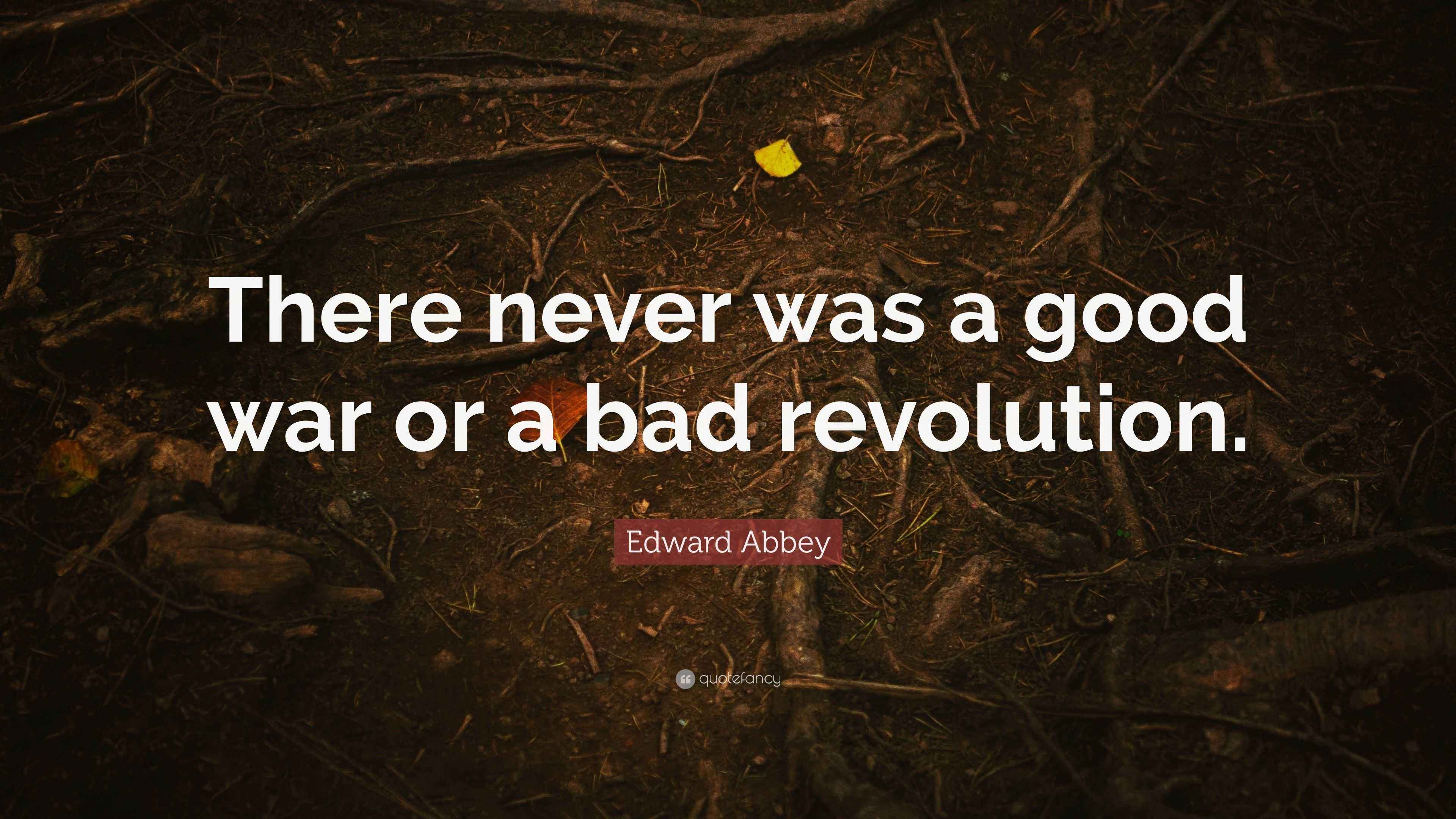Edward Abbey Quote: “There never was a good war or a bad revolution.”