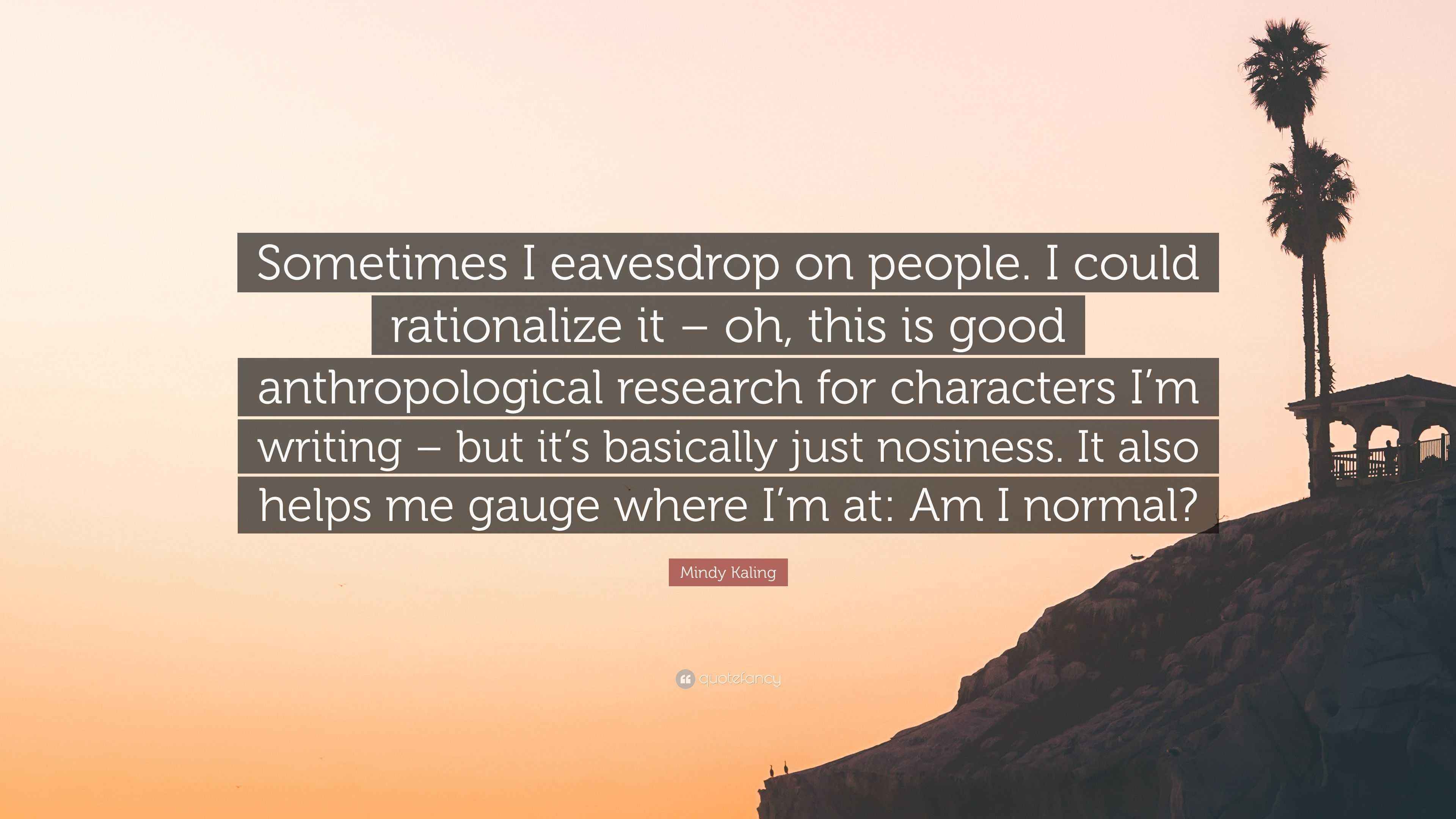 Mindy Kaling Quote: “Sometimes I eavesdrop on people. I could ...