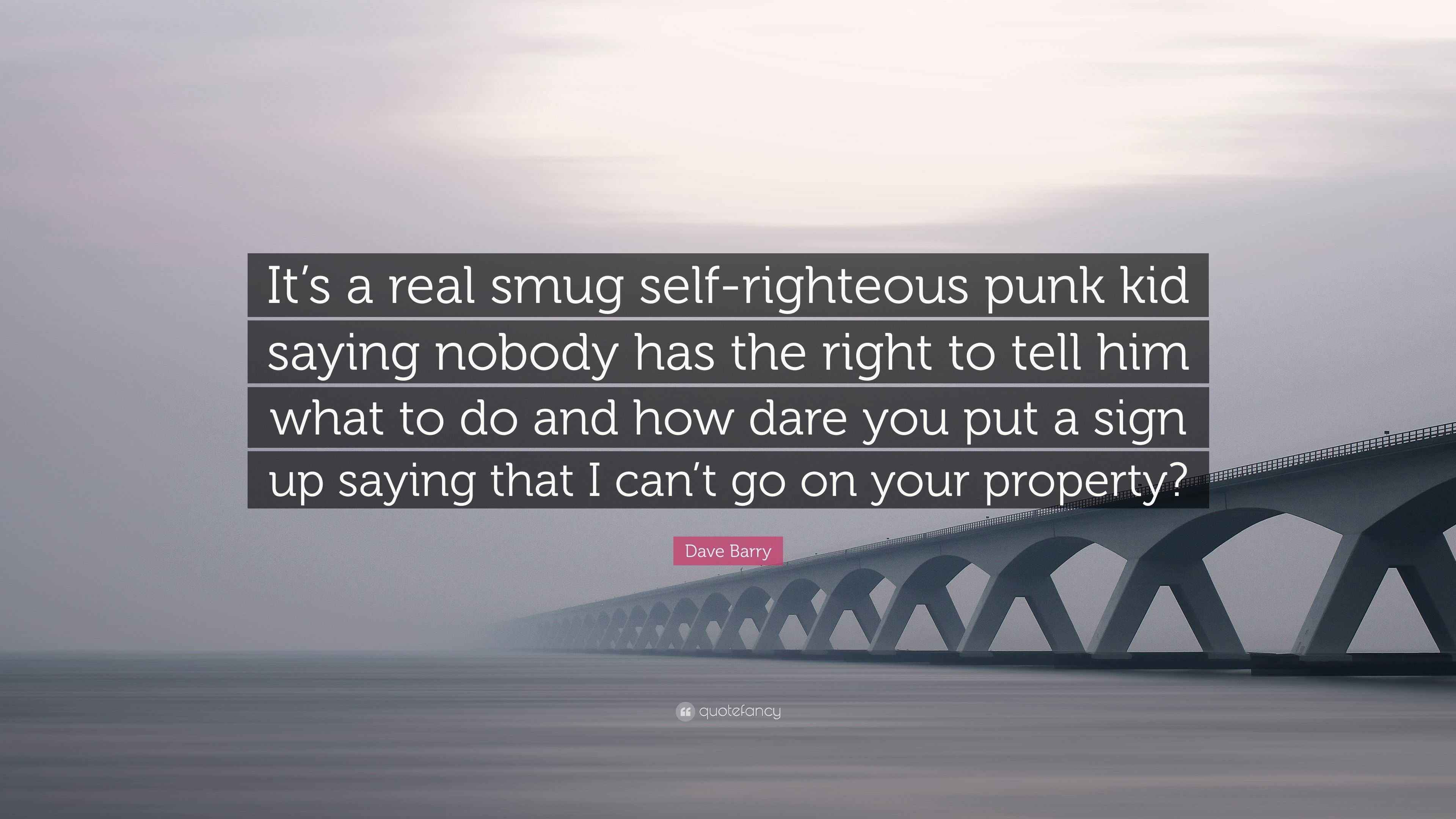 Dave Barry Quote: “It’s a real smug self-righteous punk kid saying ...
