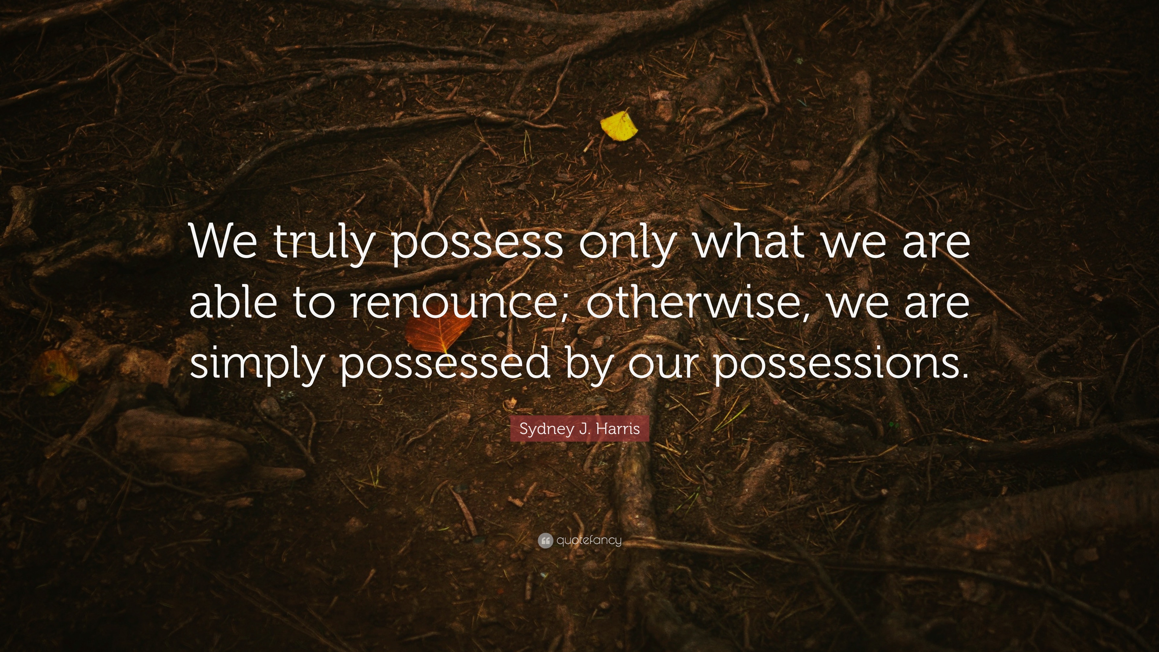 Sydney J. Harris Quote: “We truly possess only what we are able to ...