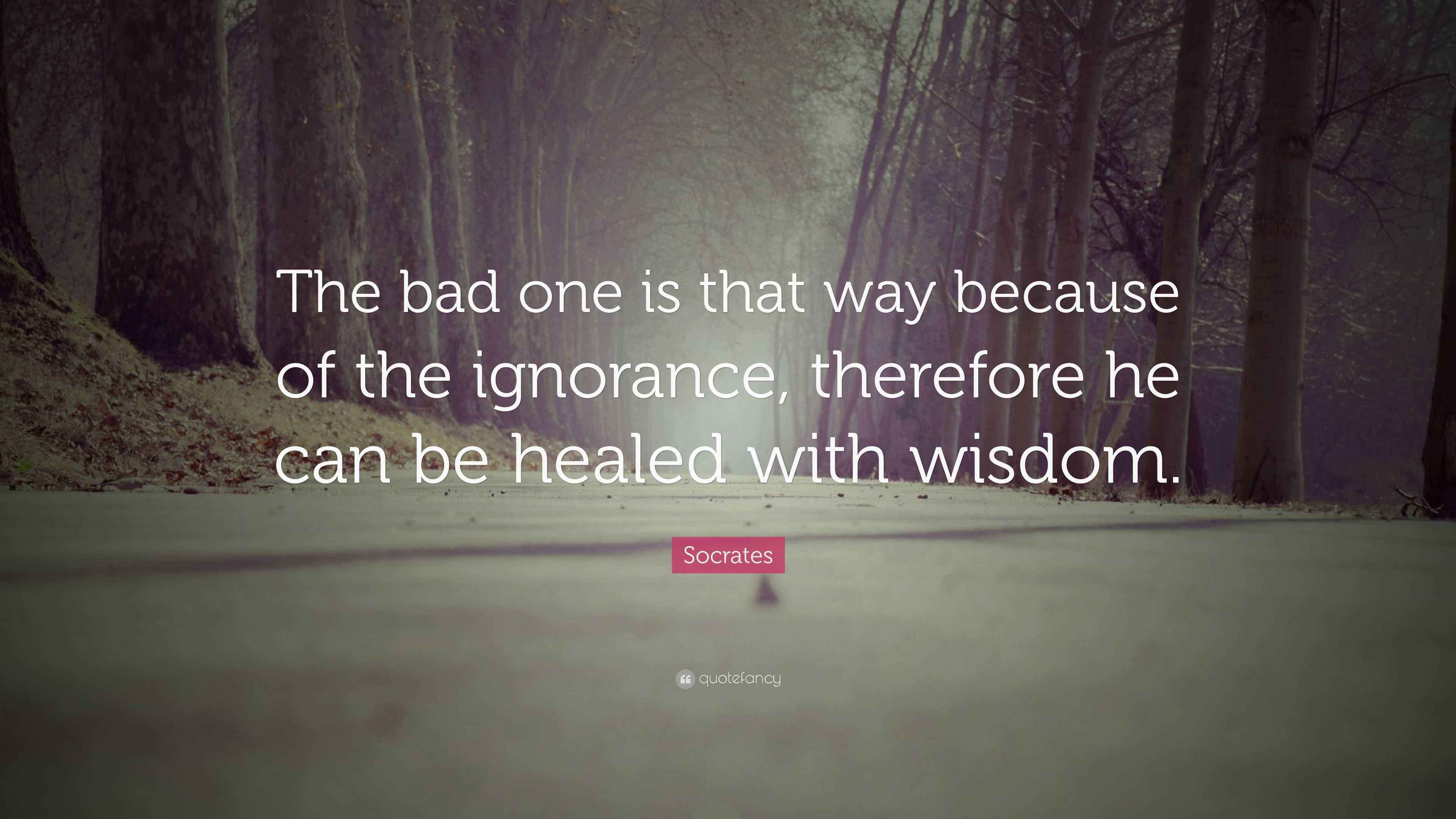 Socrates Quote: “The bad one is that way because of the ignorance ...