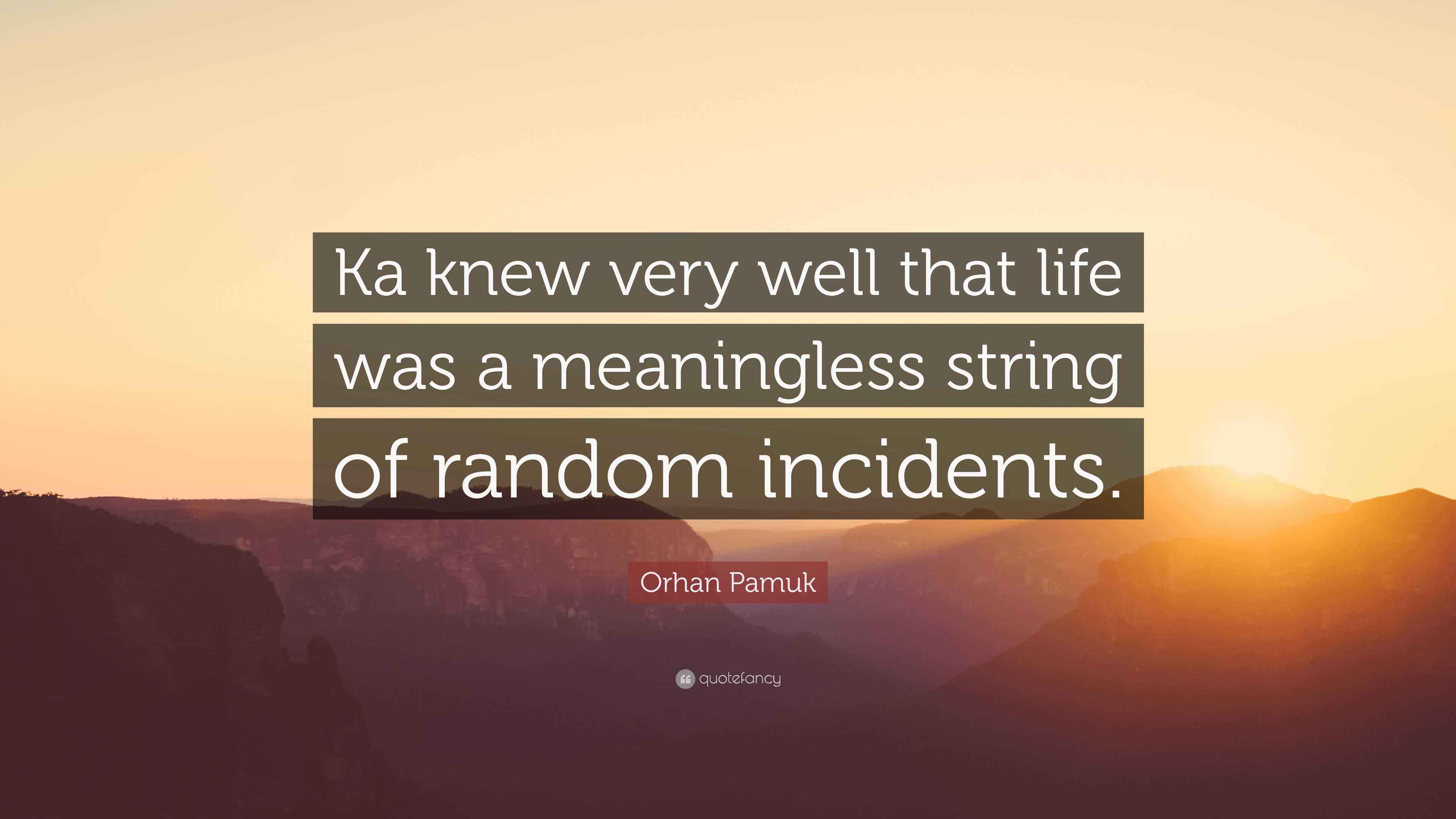 Orhan Pamuk Quote: “Ka knew very well that life was a meaningless ...