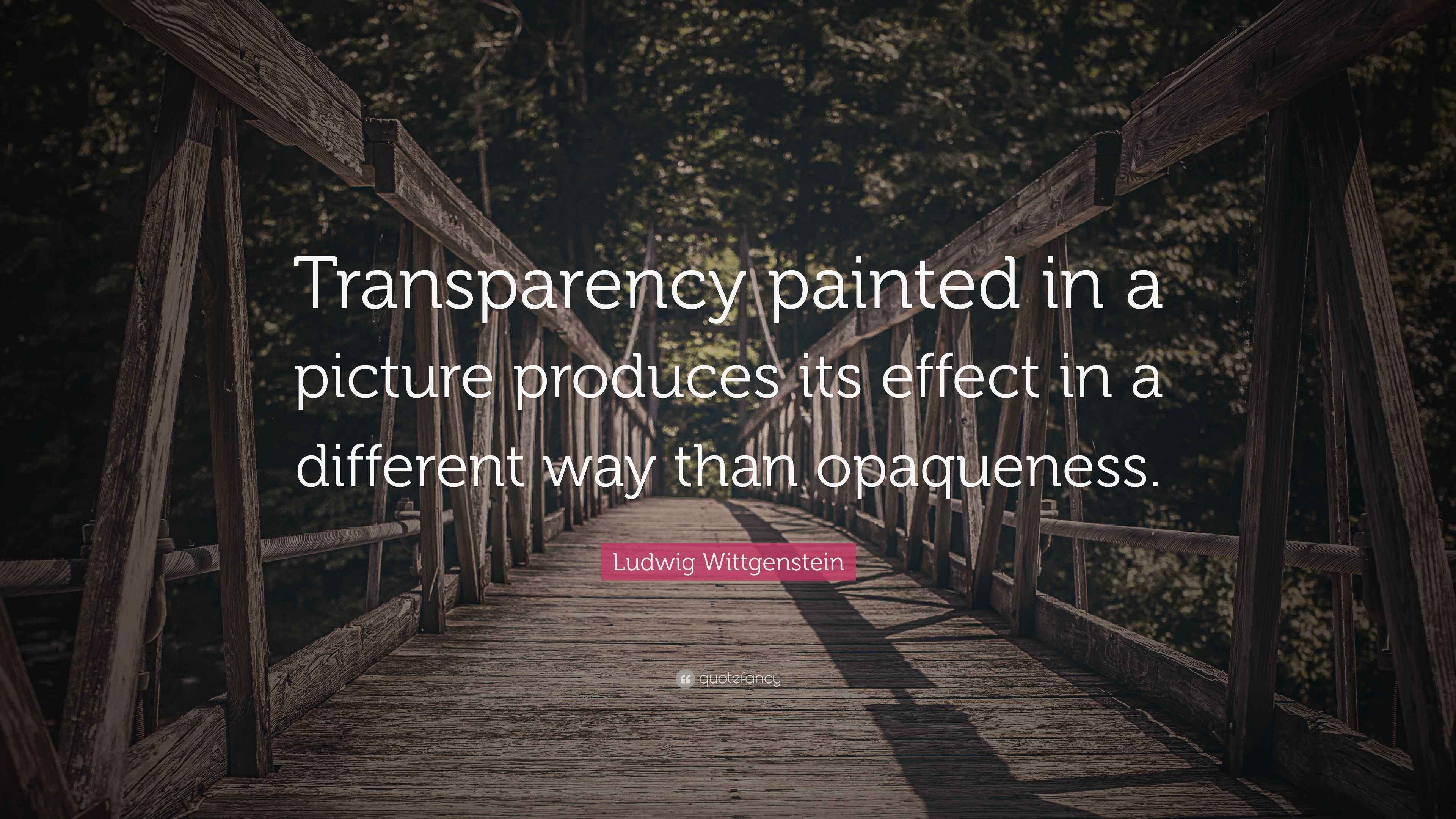 Ludwig Wittgenstein Quote: “Transparency painted in a picture produces ...