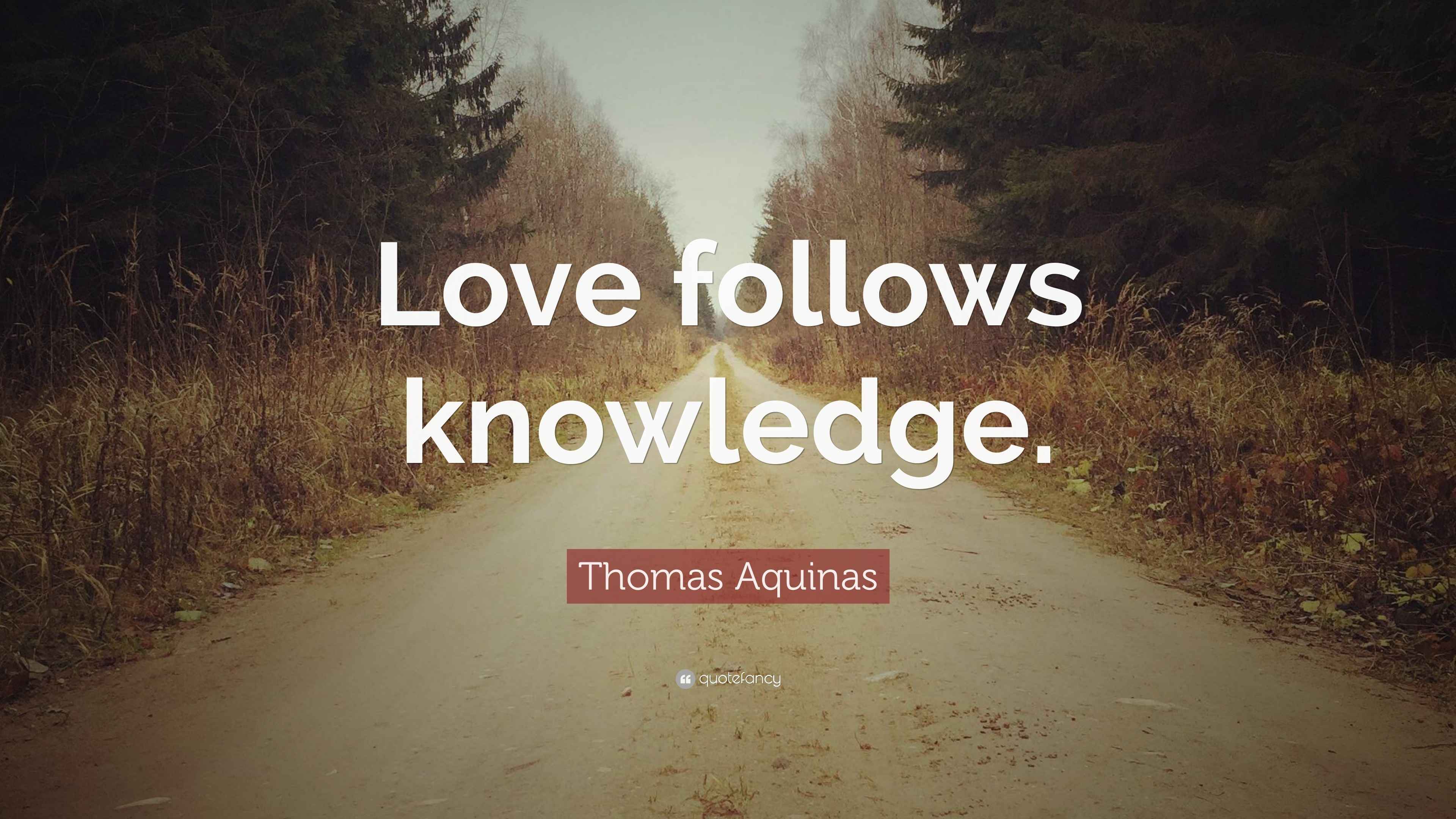 Thomas Aquinas Quote: “Love follows knowledge.”
