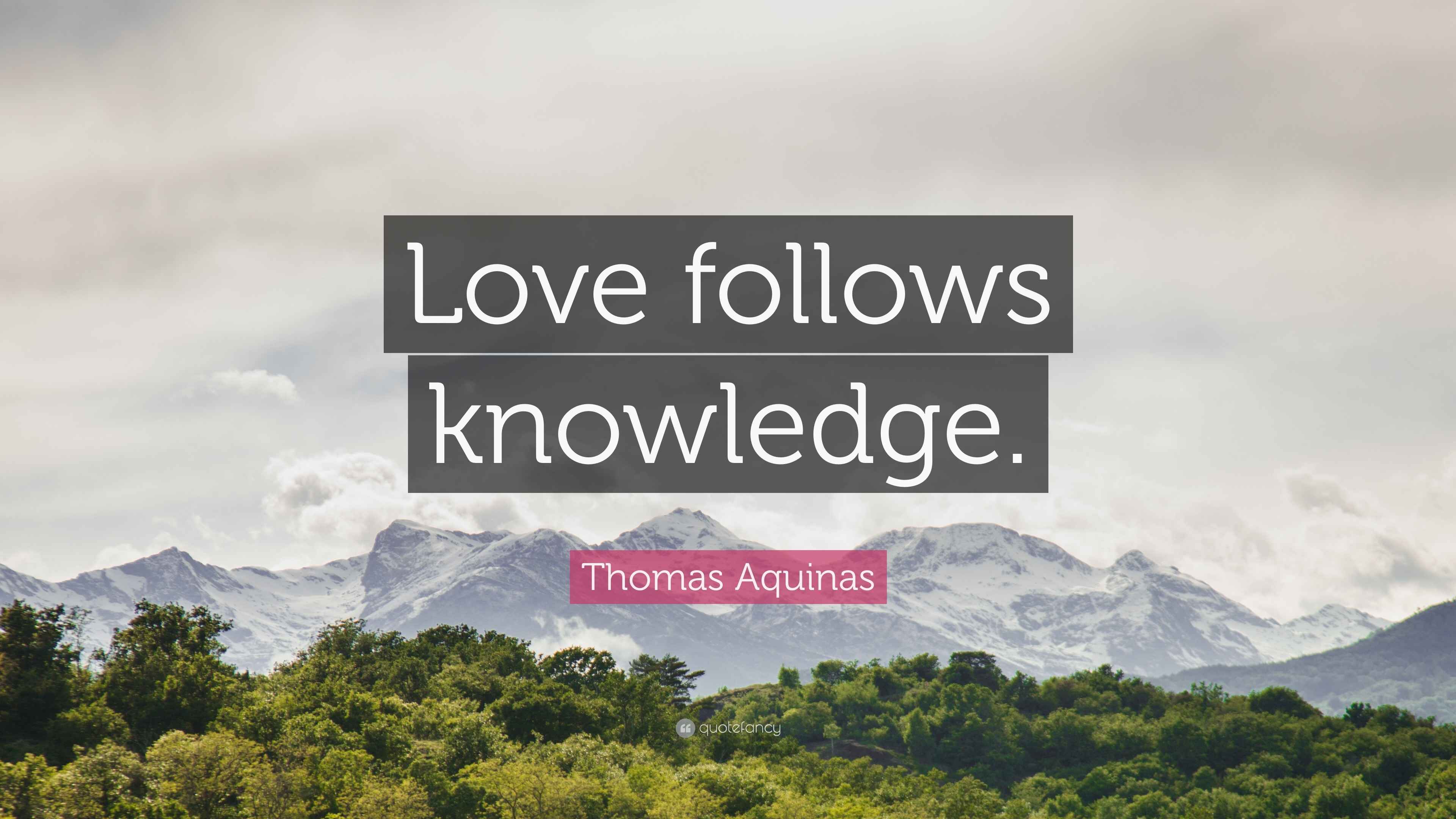 Thomas Aquinas Quote: “Love follows knowledge.”