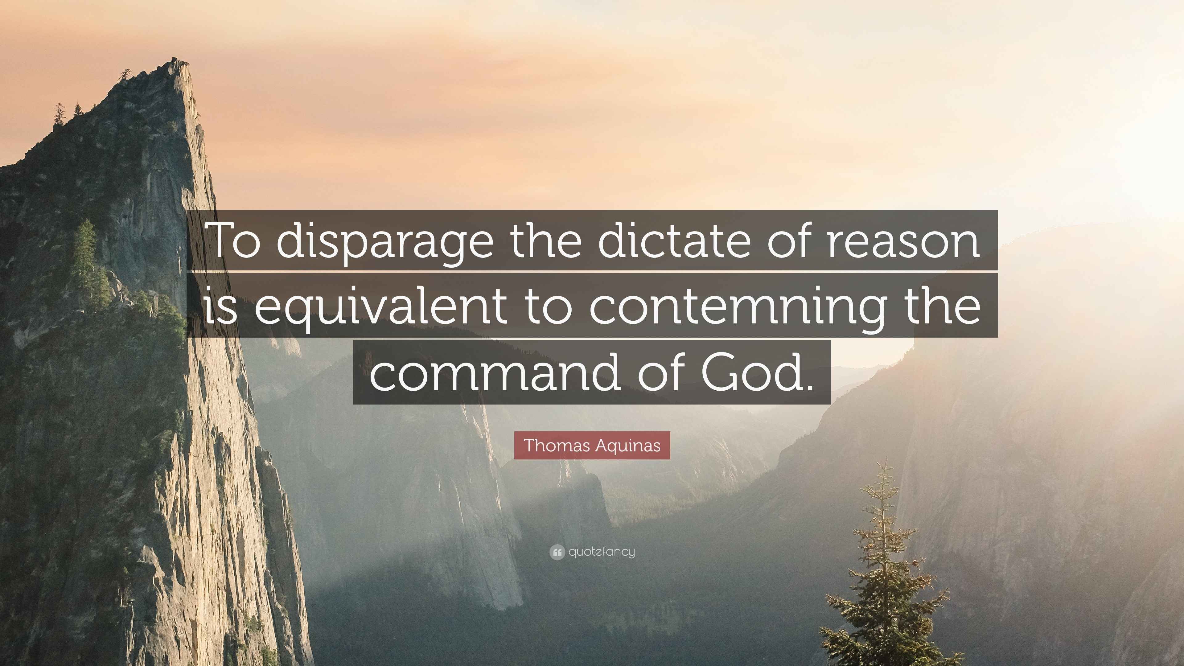 Thomas Aquinas Quote: “To disparage the dictate of reason is equivalent ...