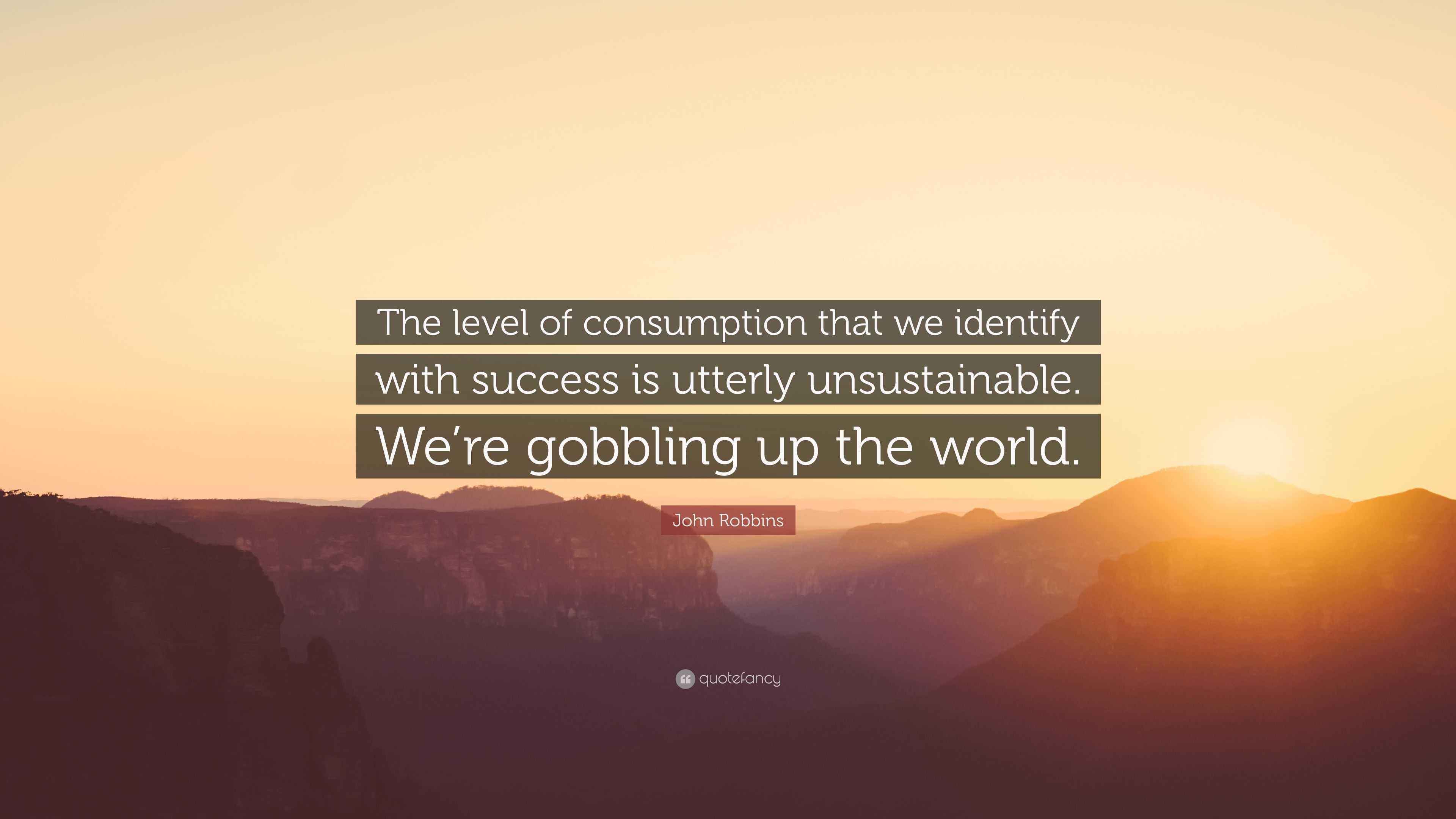 John Robbins Quote: “The level of consumption that we identify with ...