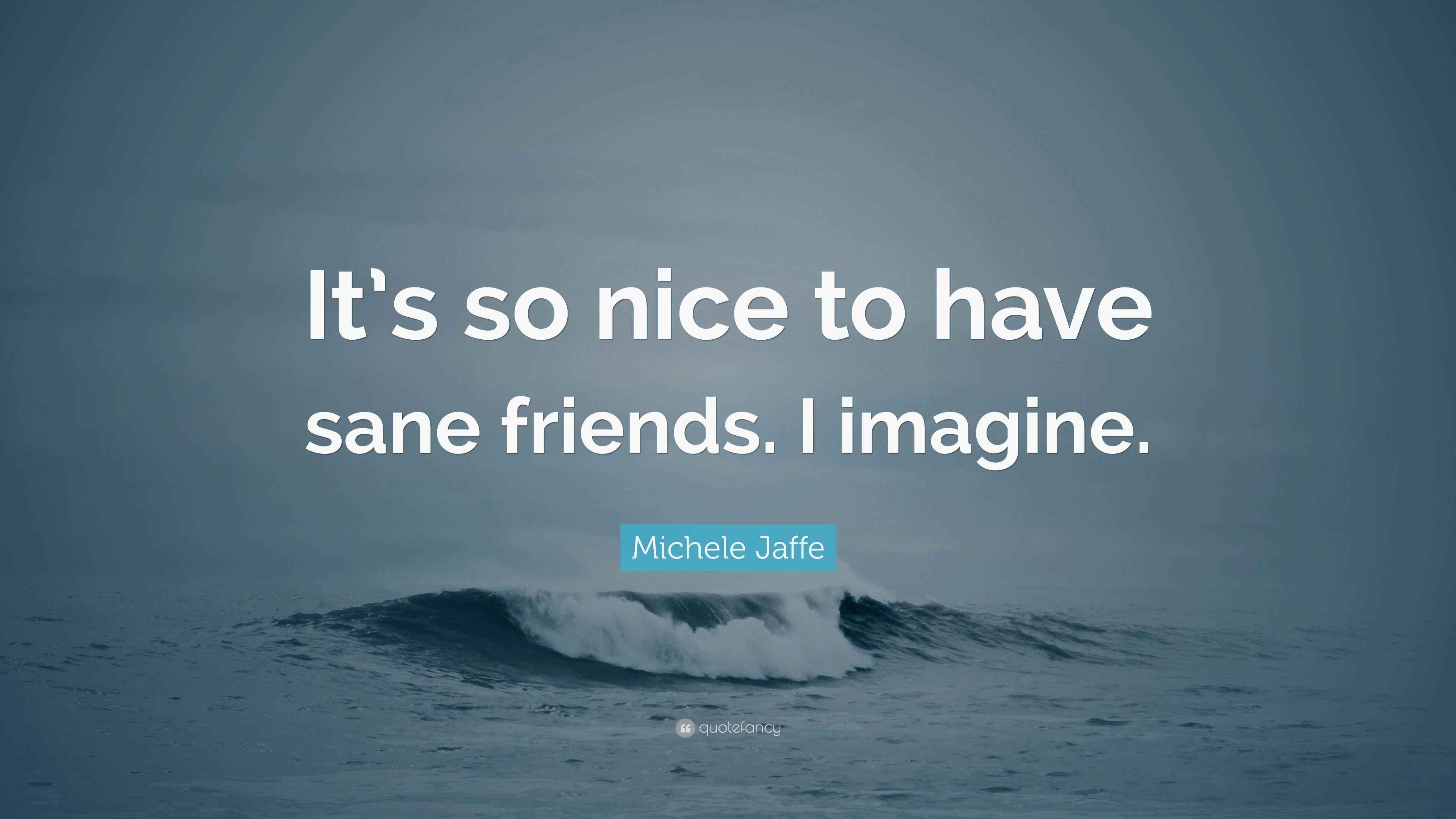 Michele Jaffe Quote: “It’s so nice to have sane friends. I imagine.”