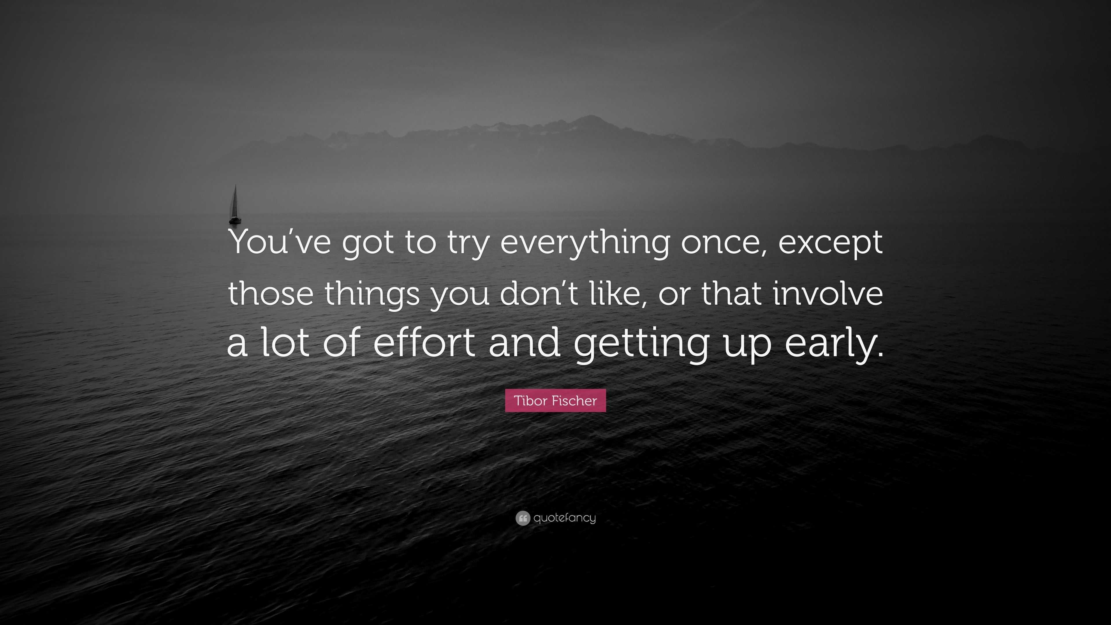 Tibor Fischer Quote: “You’ve got to try everything once, except those ...