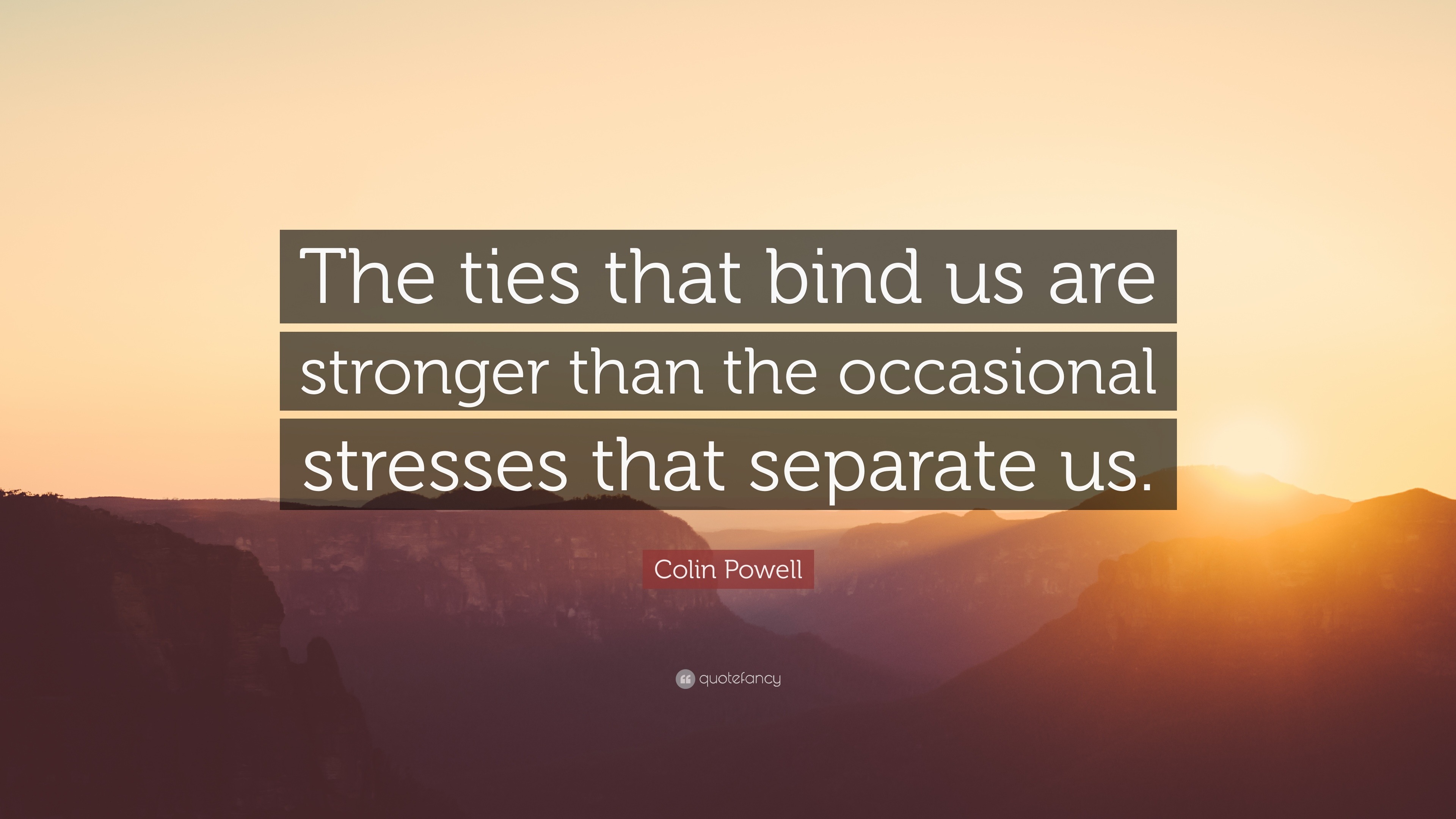 Colin Powell Quote: “The ties that bind us are stronger than the ...