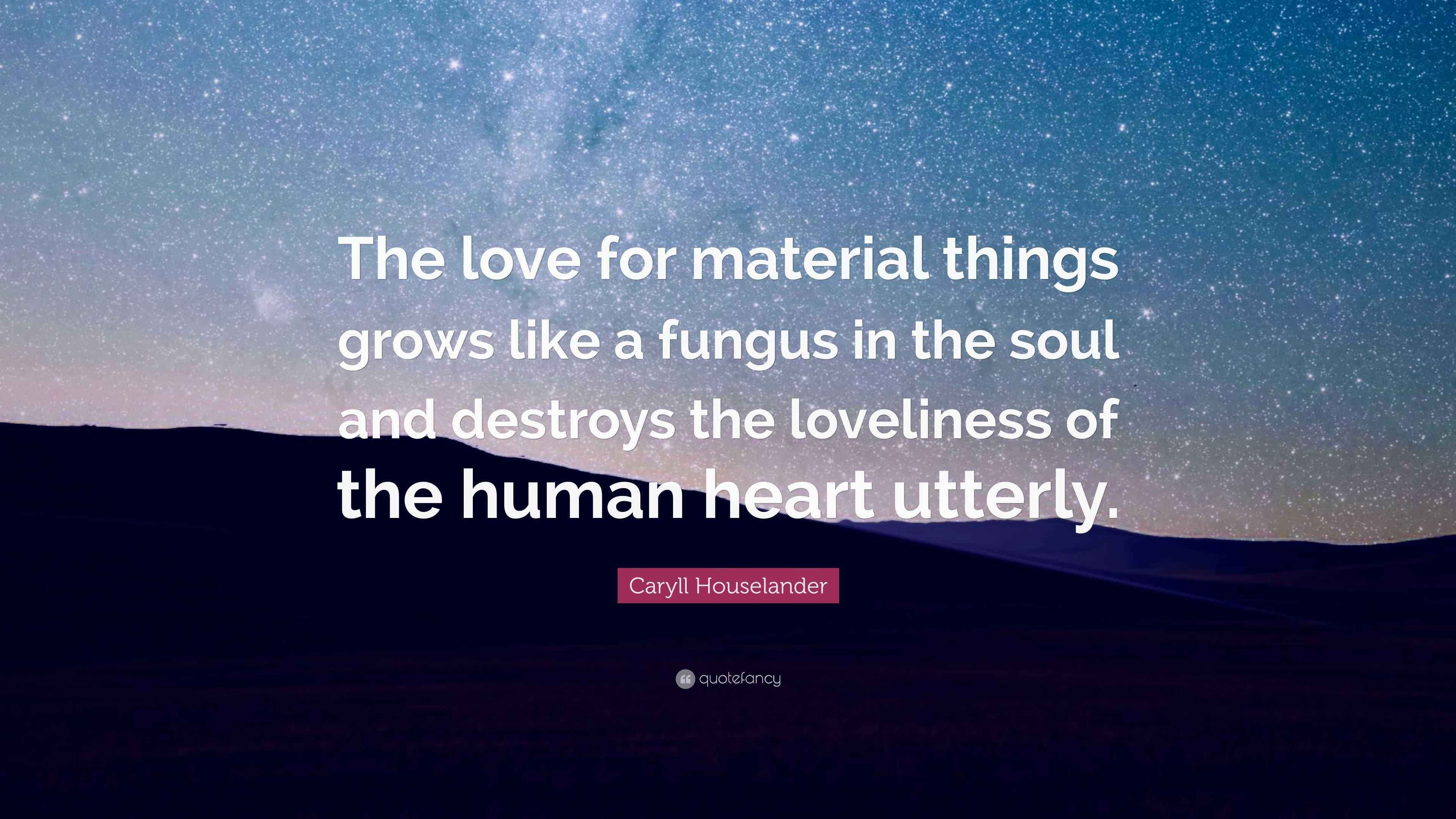 Caryll Houselander Quote: “The love for material things grows like a ...
