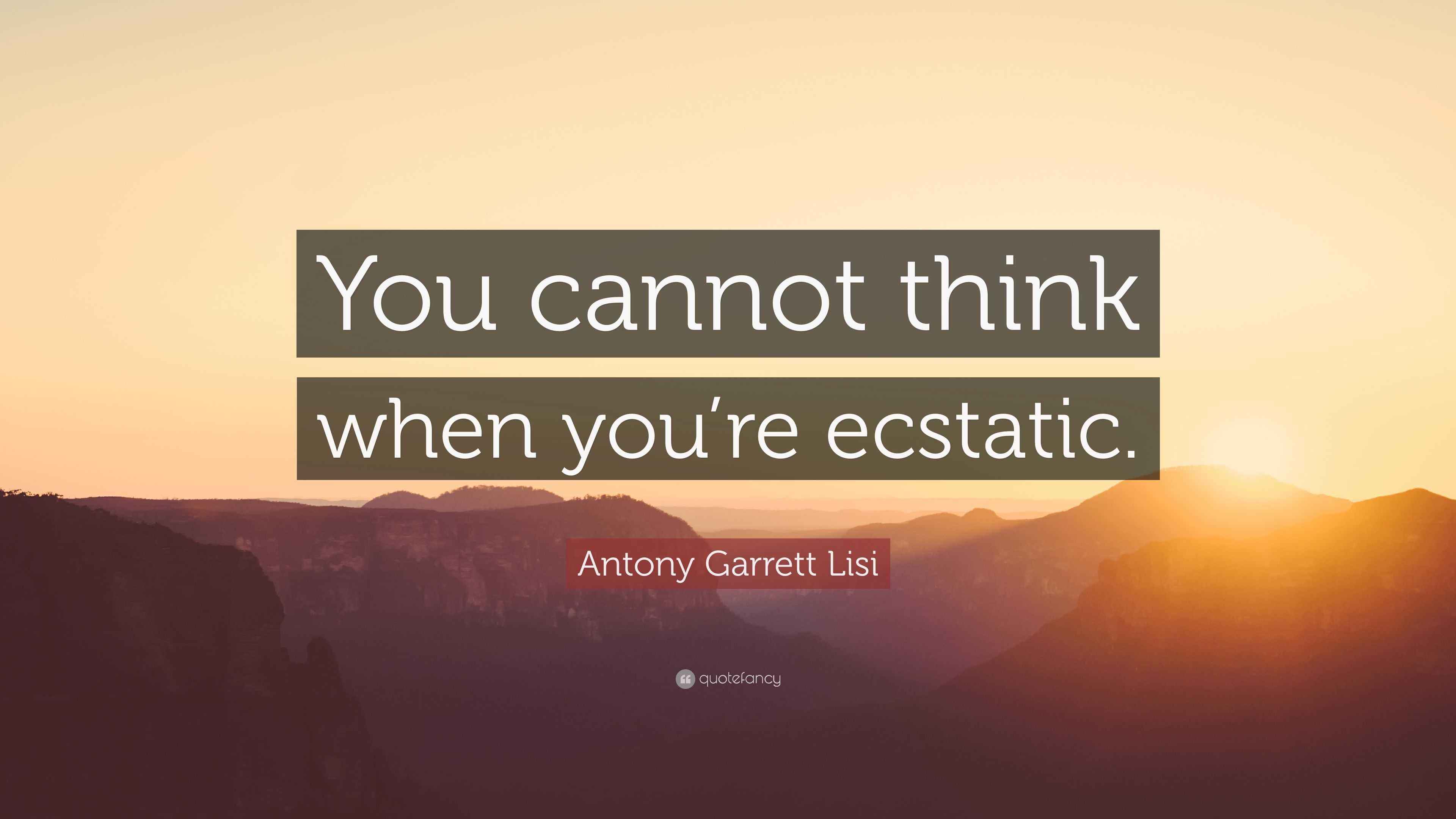 Antony Garrett Lisi Quote: “You cannot think when you’re ecstatic.”
