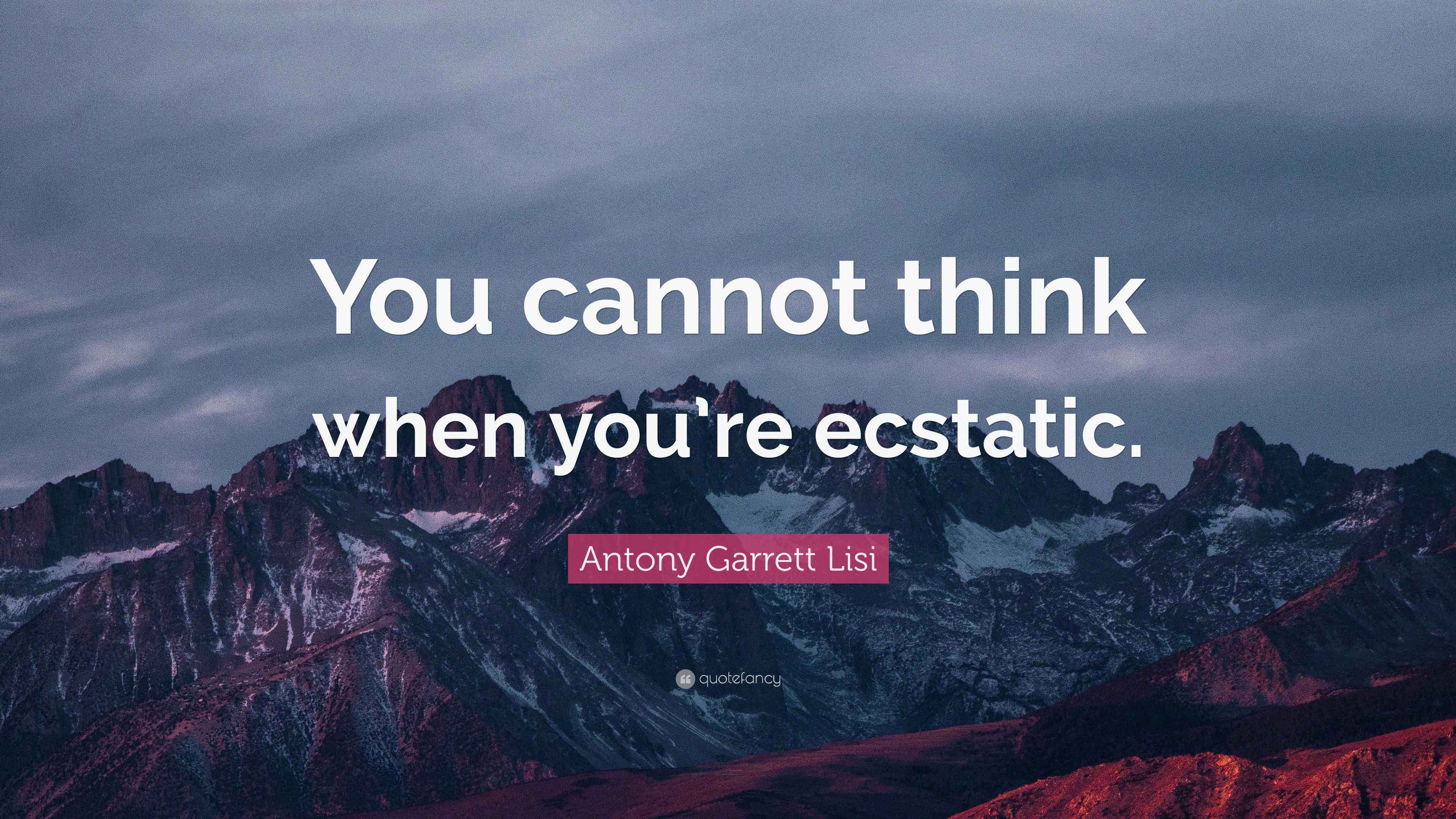 Antony Garrett Lisi Quote: “You cannot think when you’re ecstatic.”
