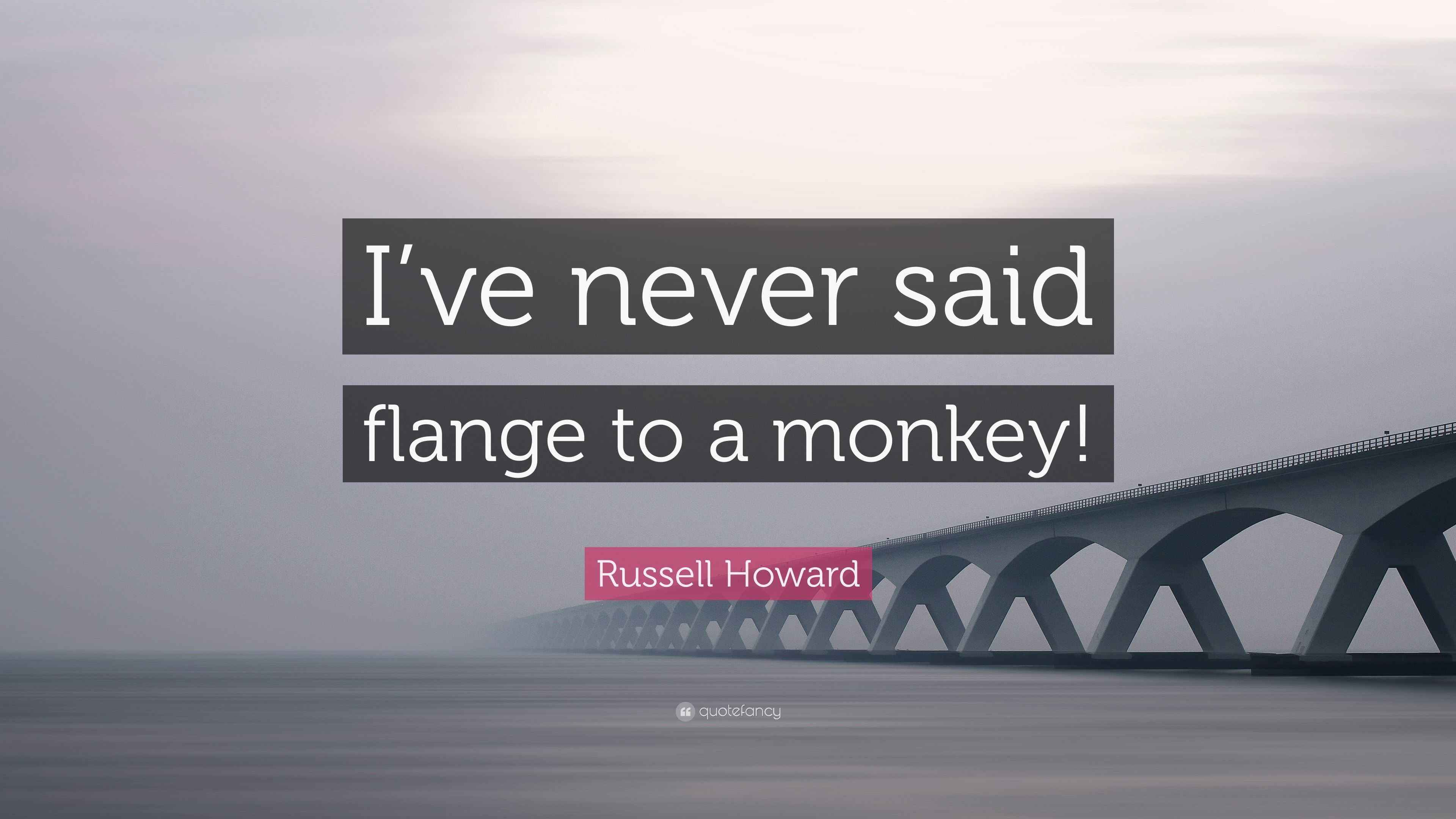 Russell Howard Quote: “I’ve never said flange to a monkey!”