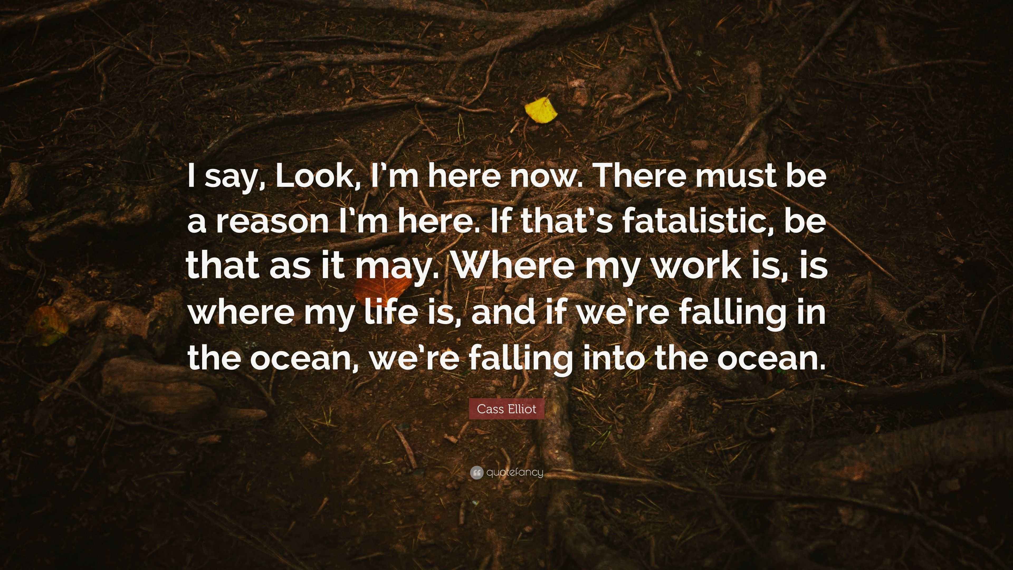 Cass Elliot Quote: “I say, Look, I’m here now. There must be a reason I ...