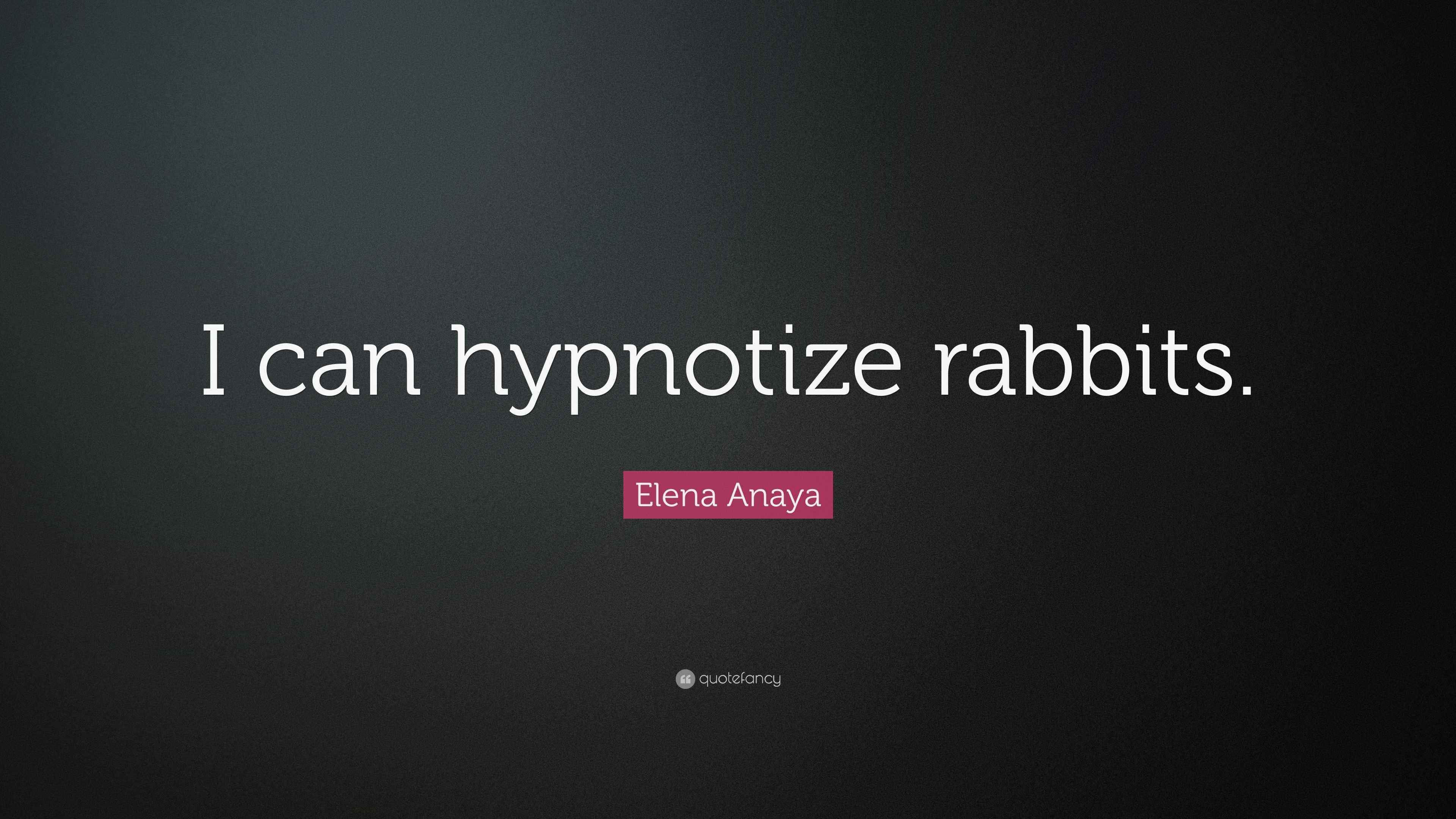 Elena Anaya Quote: “I can hypnotize rabbits.”