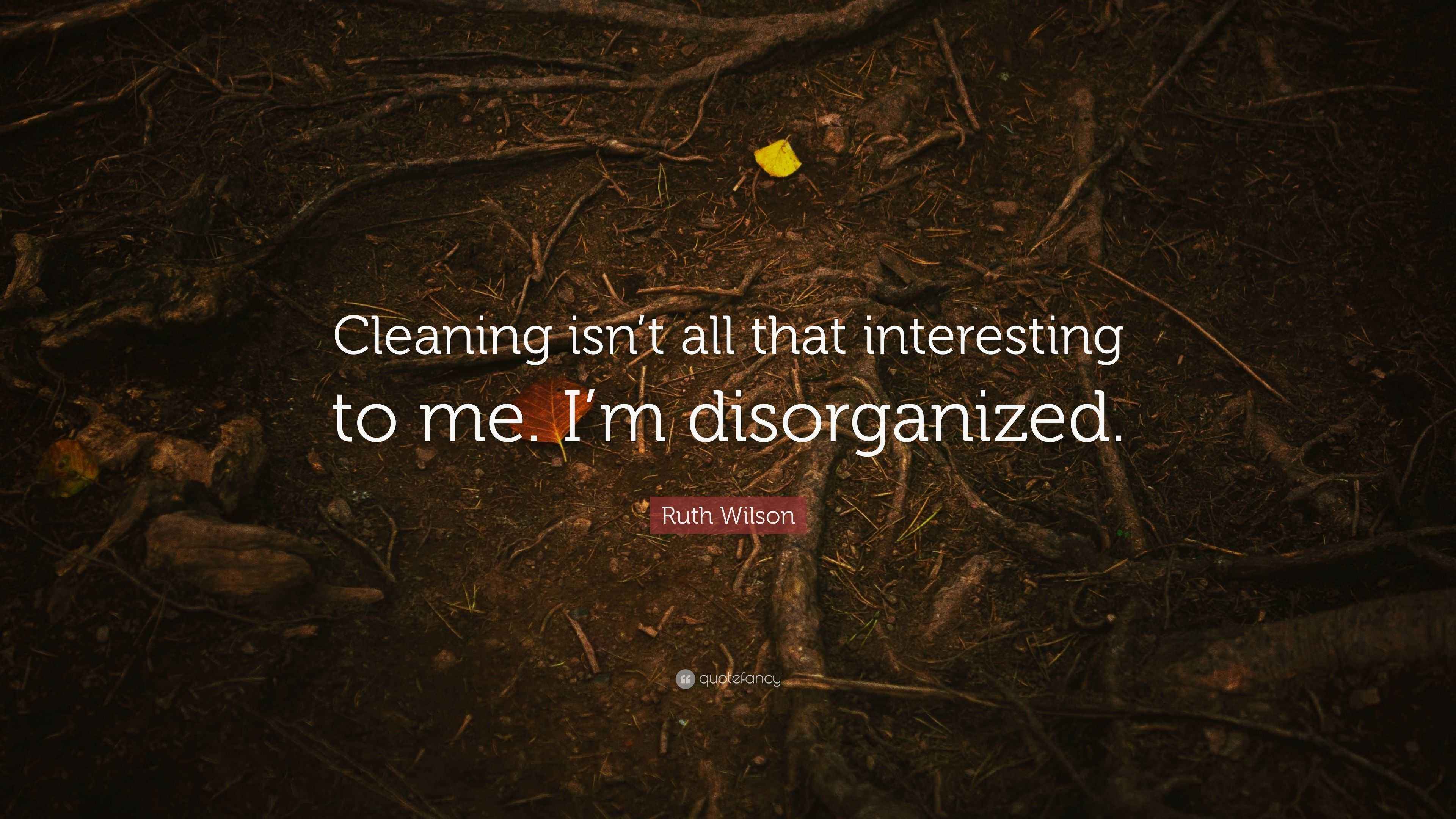 Ruth Wilson Quote: “Cleaning isn’t all that interesting to me. I’m ...