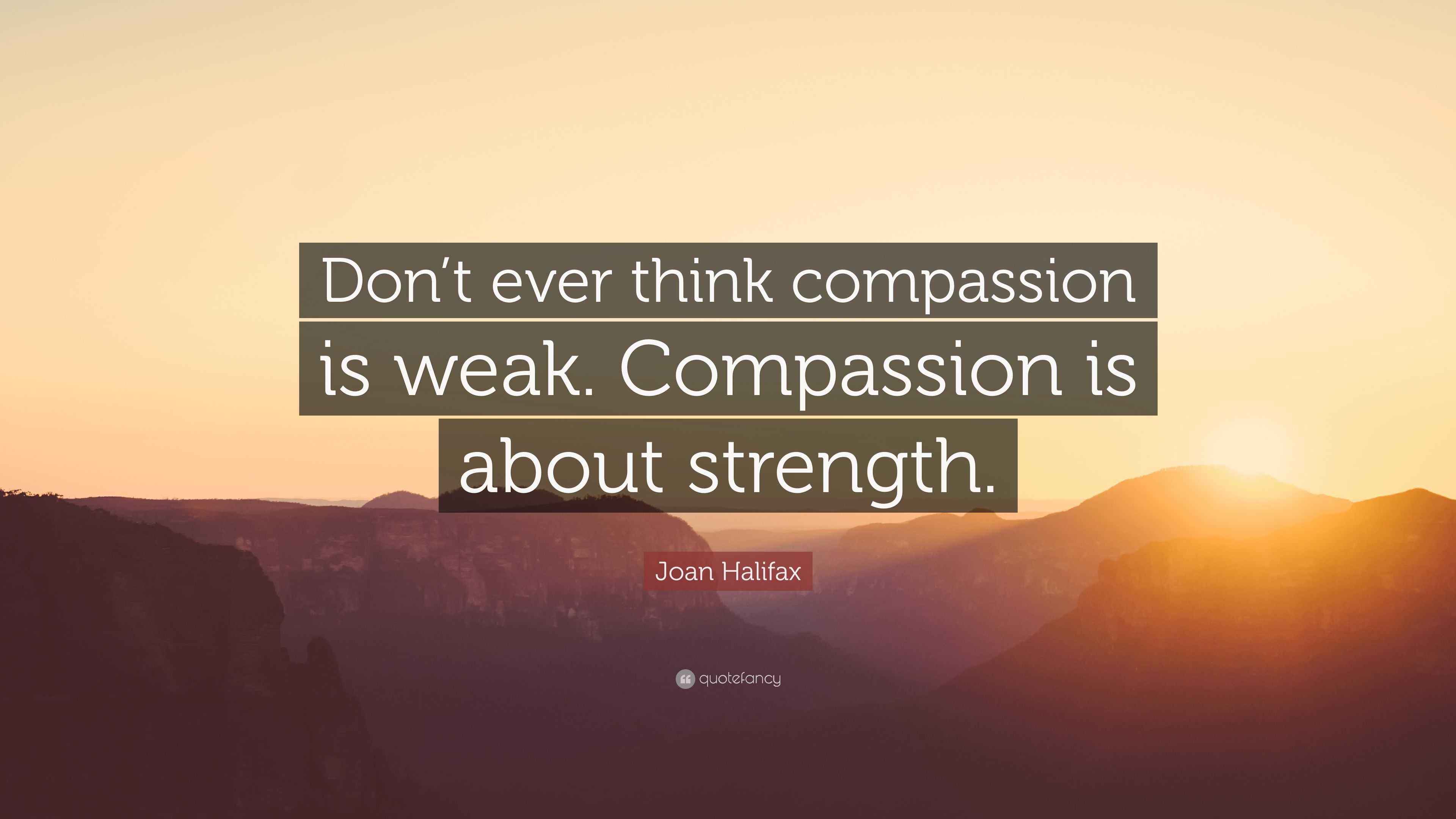 Joan Halifax Quote: “Don’t ever think compassion is weak. Compassion is ...