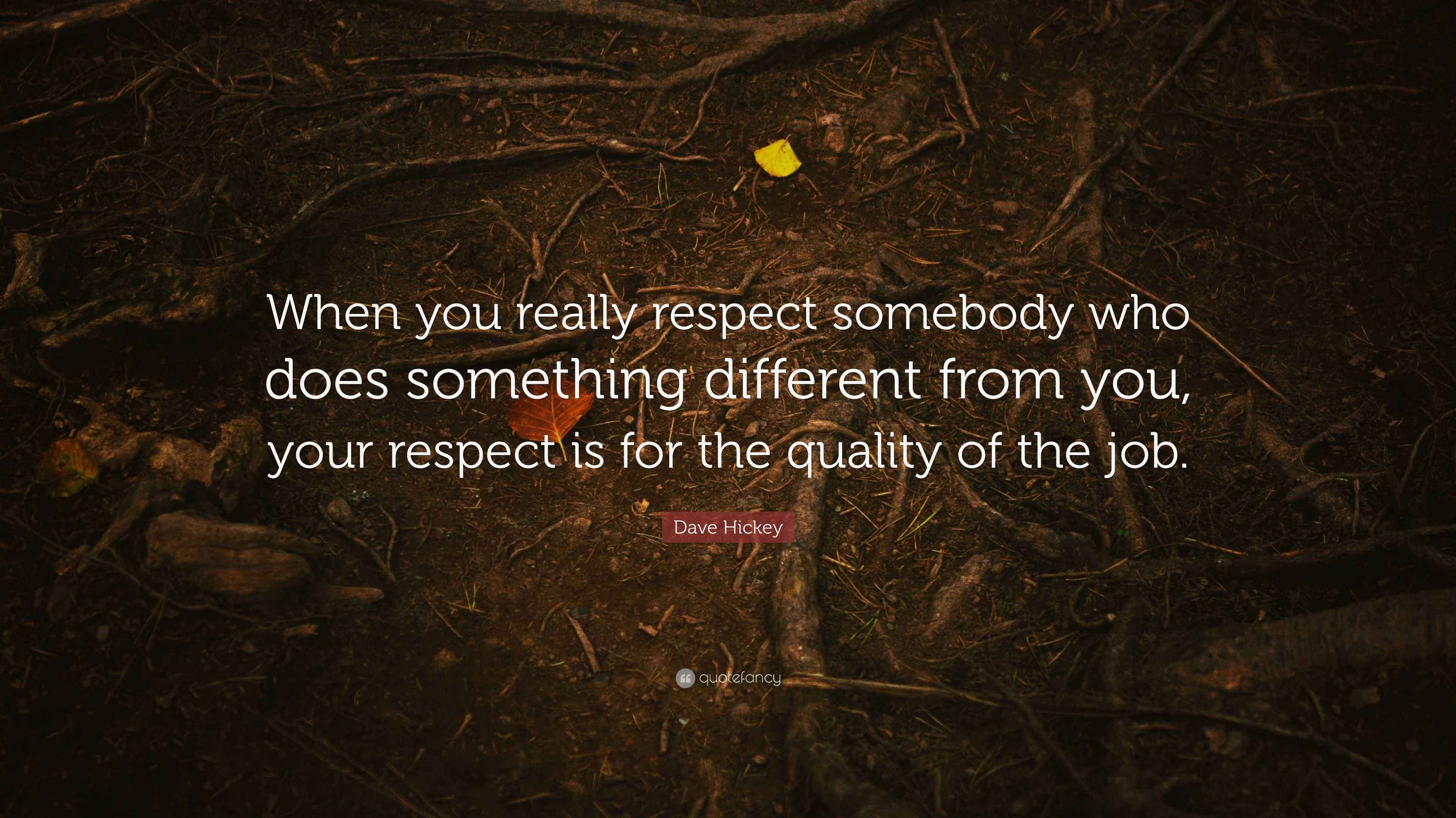Dave Hickey Quote: “When you really respect somebody who does something ...