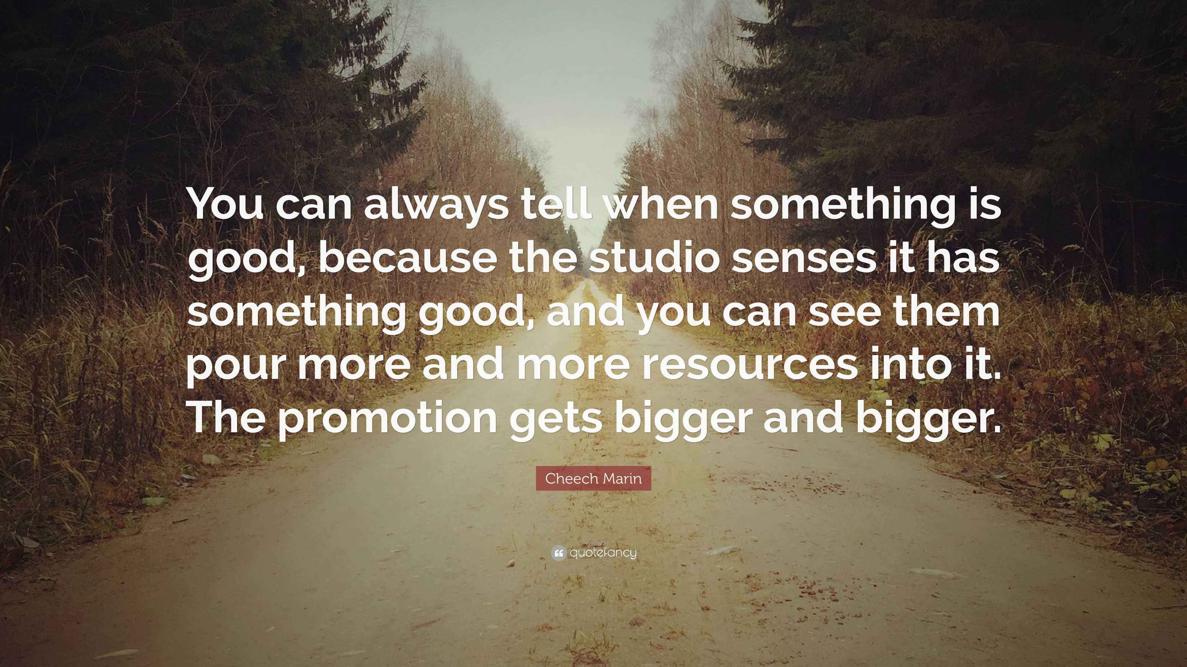 Cheech Marin Quote: “You can always tell when something is good ...