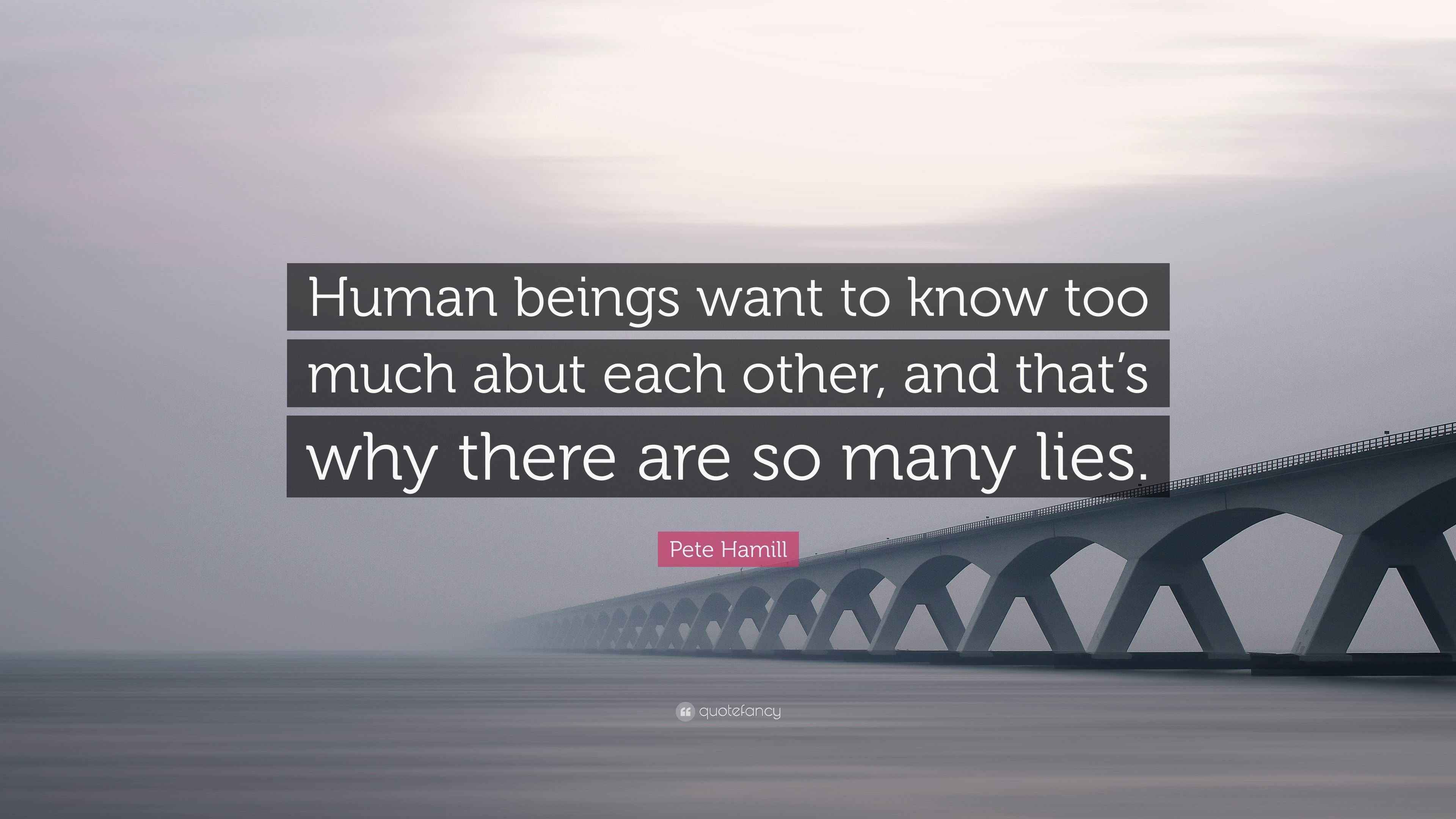 Pete Hamill Quote: “Human beings want to know too much abut each other ...