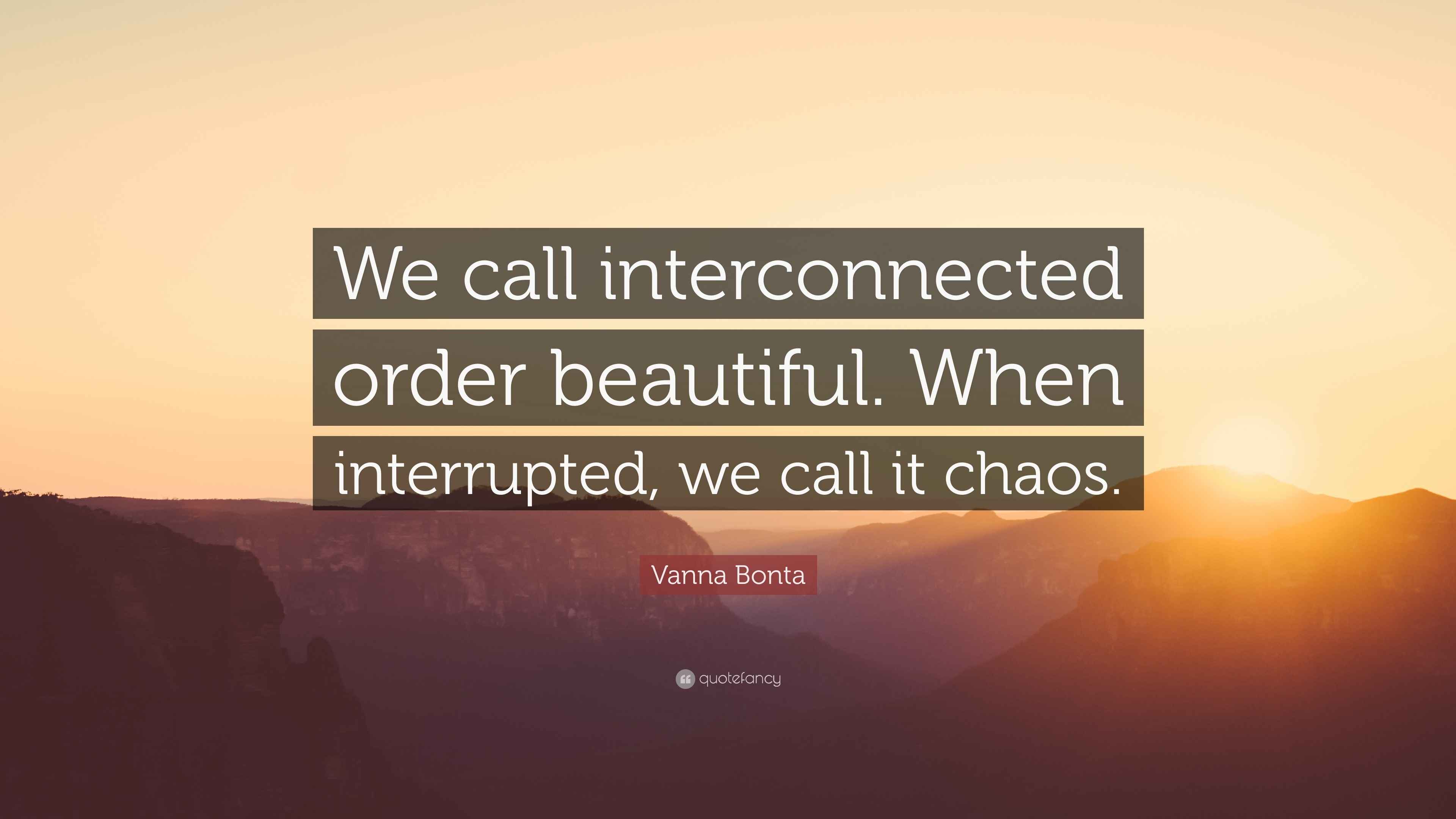 Vanna Bonta Quote: “We call interconnected order beautiful. When ...