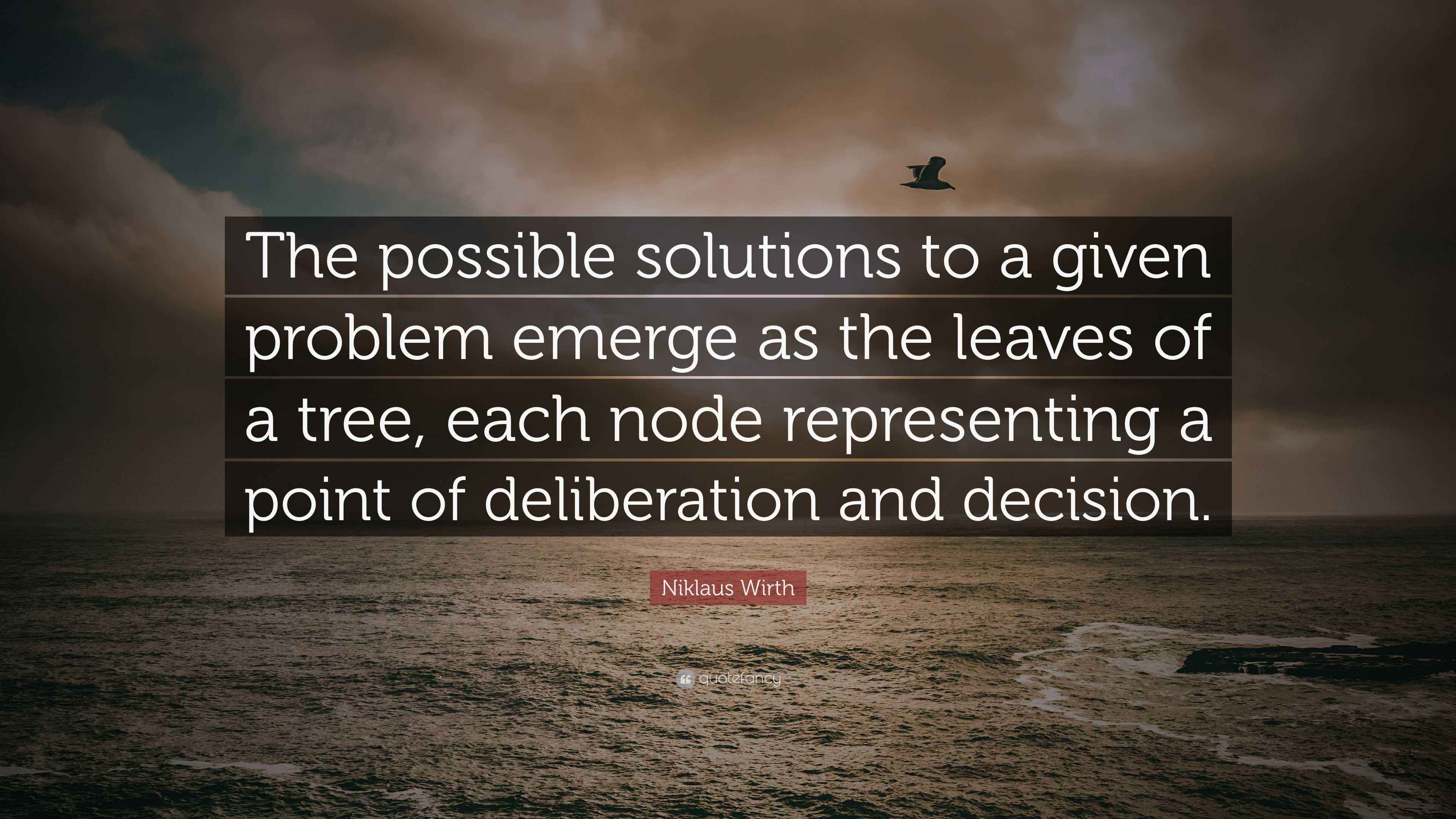 Niklaus Wirth Quote: “The possible solutions to a given problem emerge ...
