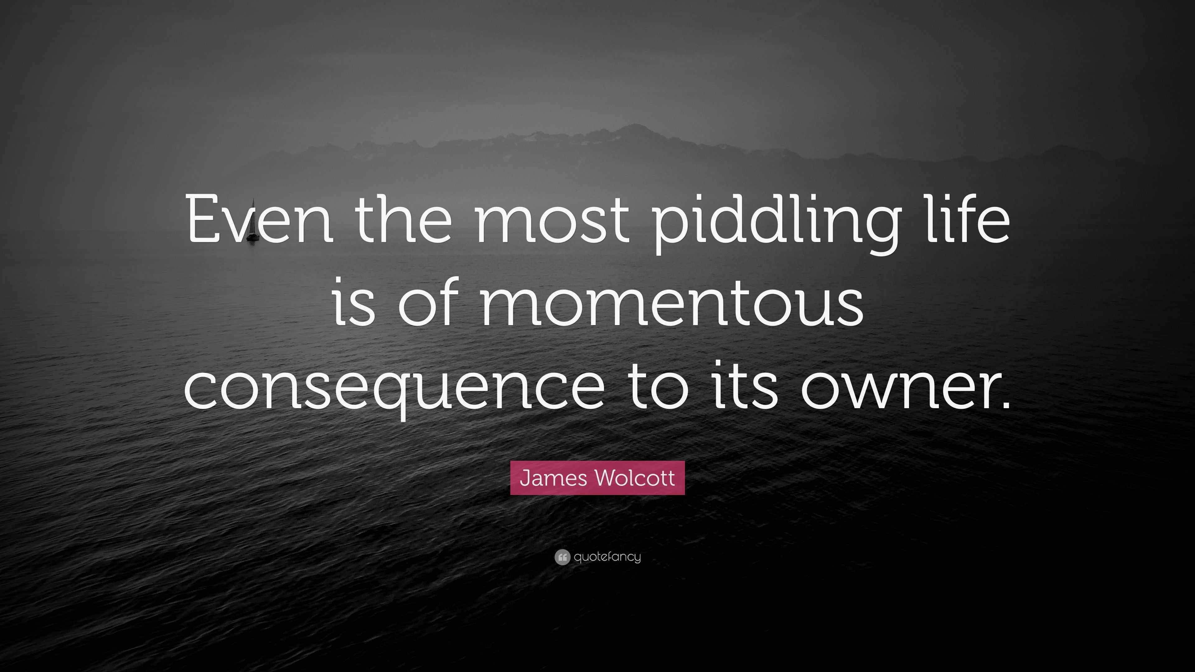 James Wolcott Quote: “Even the most piddling life is of momentous ...