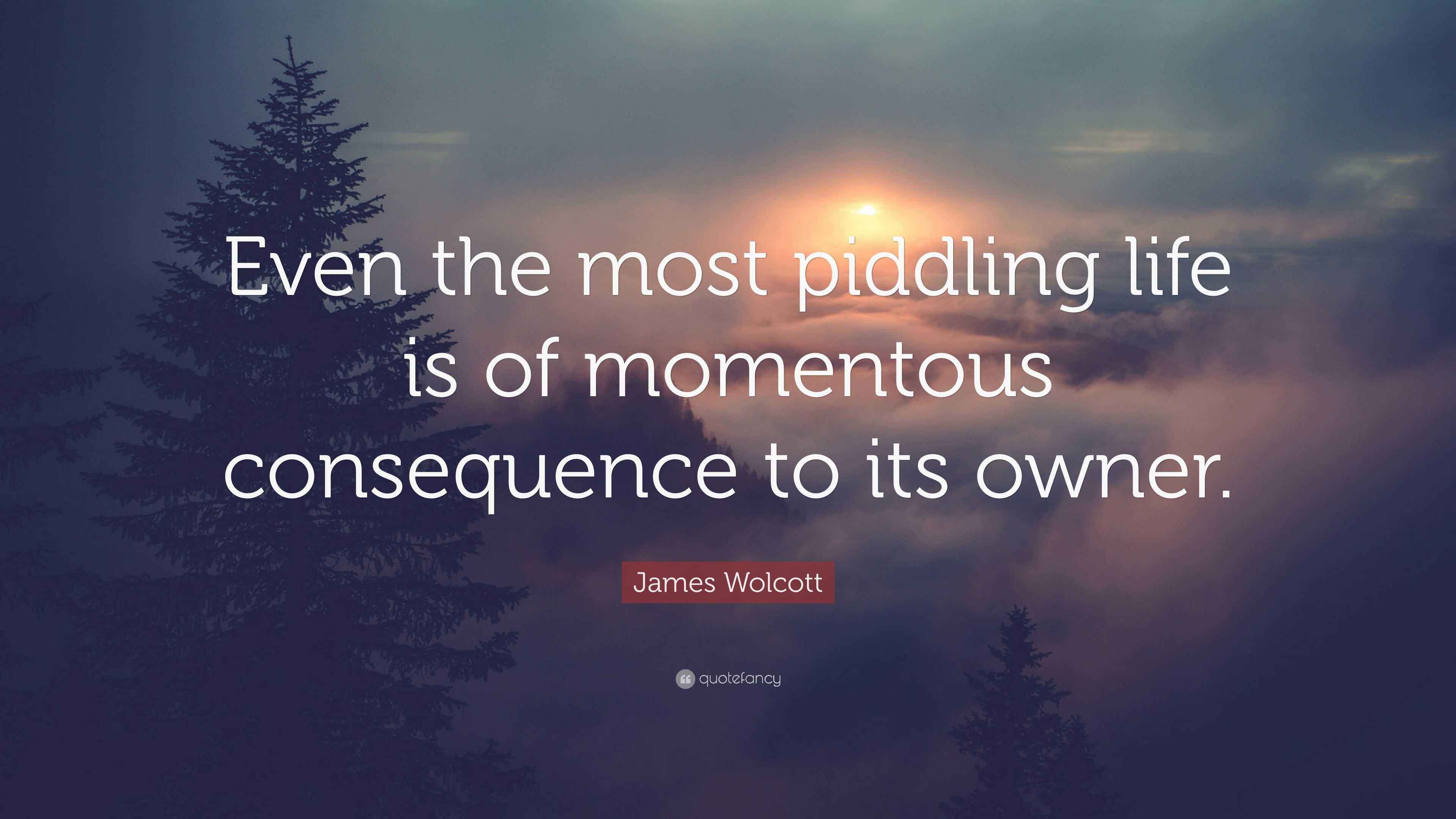 James Wolcott Quote: “Even the most piddling life is of momentous ...