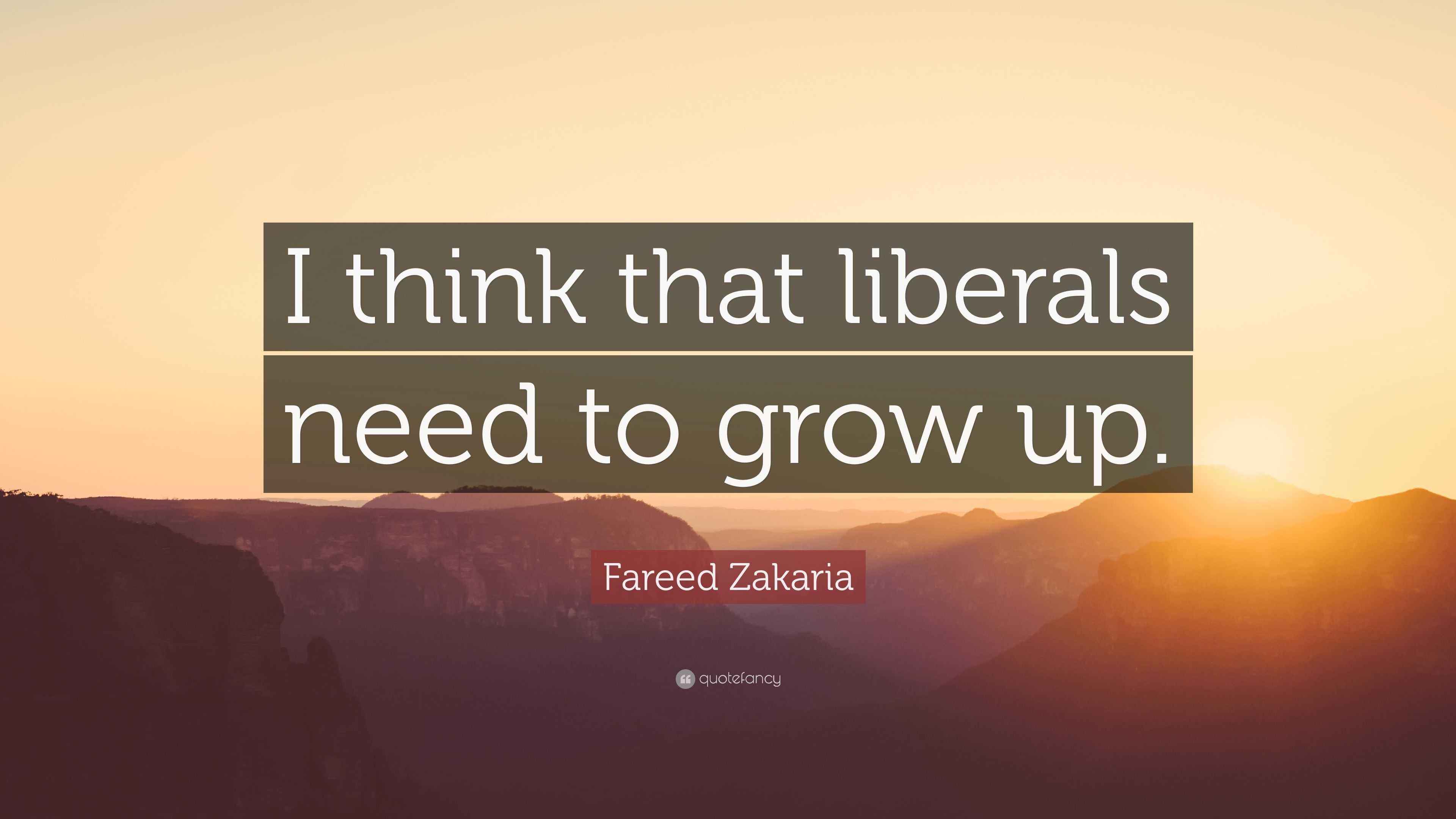 Fareed Zakaria Quote: “I think that liberals need to grow up.”