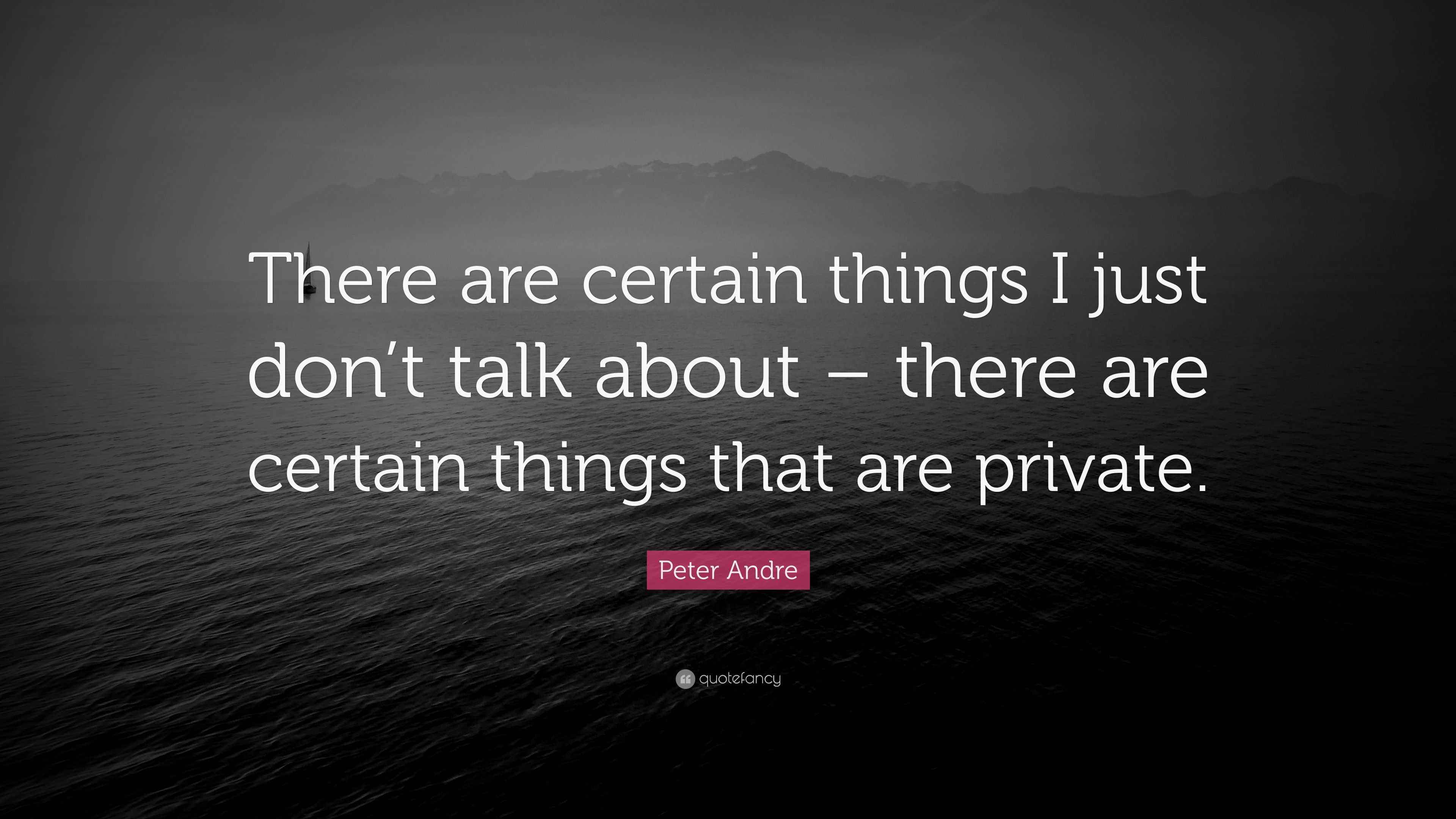 Peter Andre Quote: “There are certain things I just don’t talk about ...