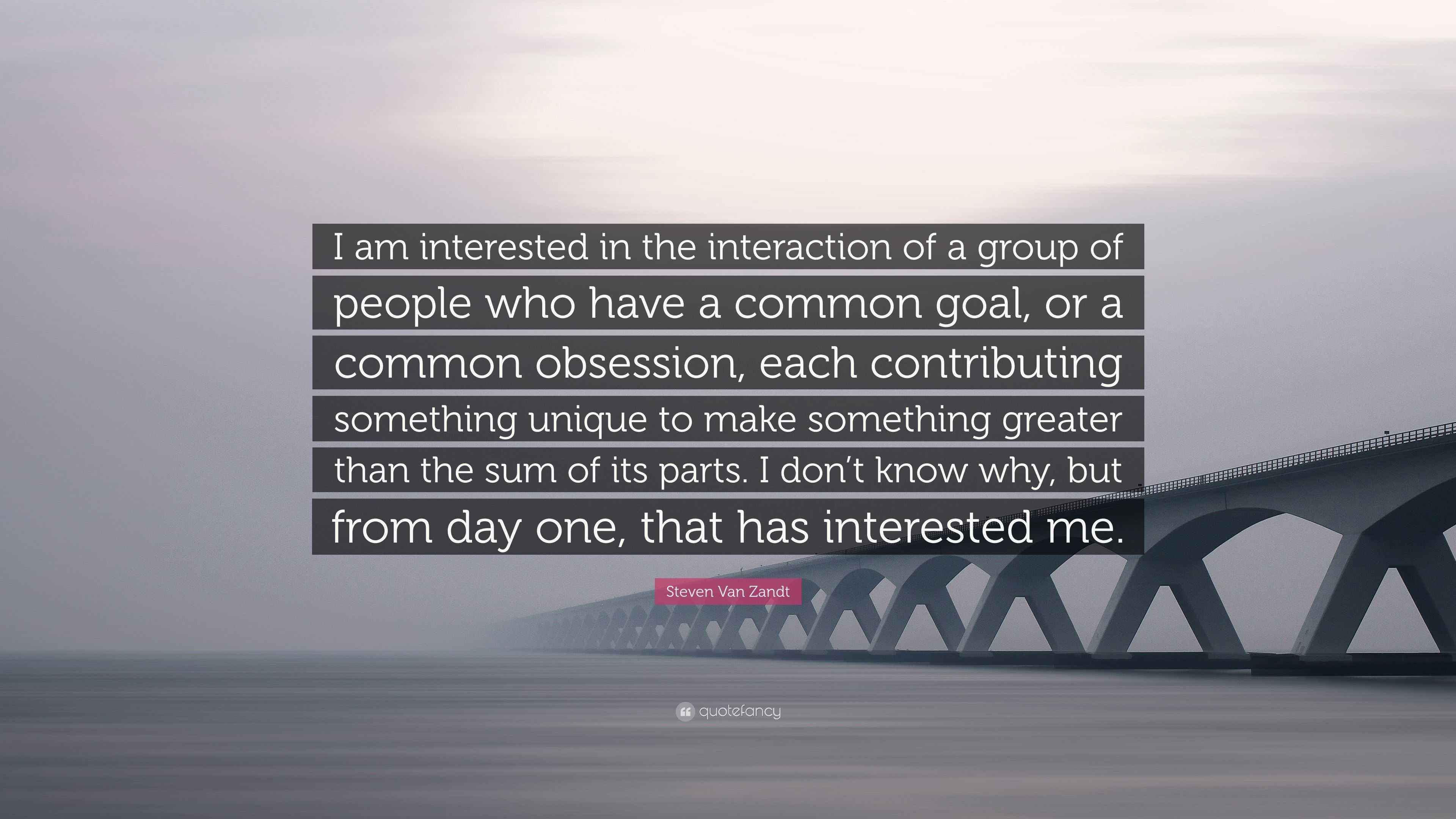 Steven Van Zandt Quote: “I am interested in the interaction of a group ...