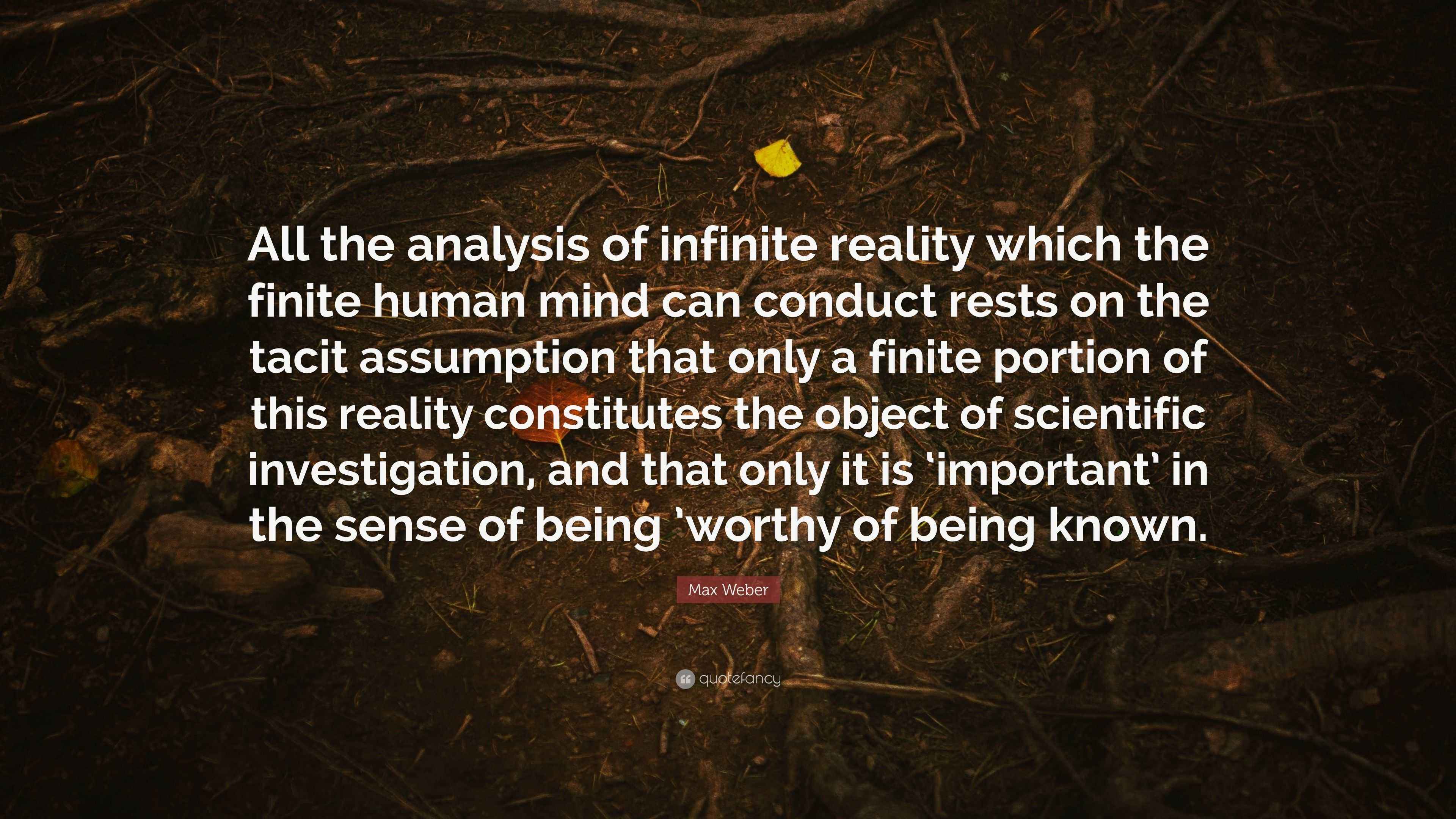 Max Weber Quote: “All the analysis of infinite reality which the finite ...