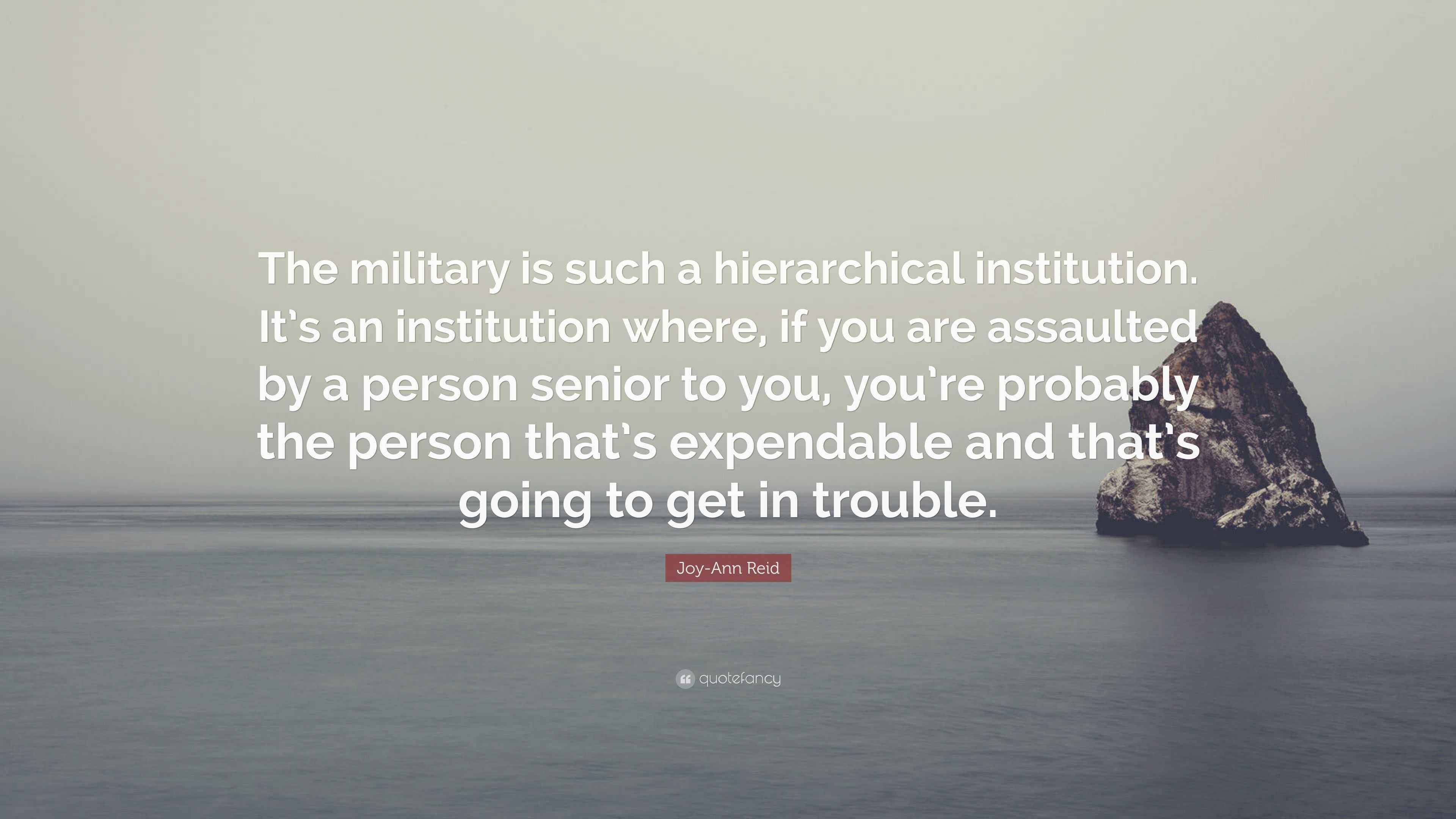 Joy-Ann Reid Quote: “The military is such a hierarchical institution ...